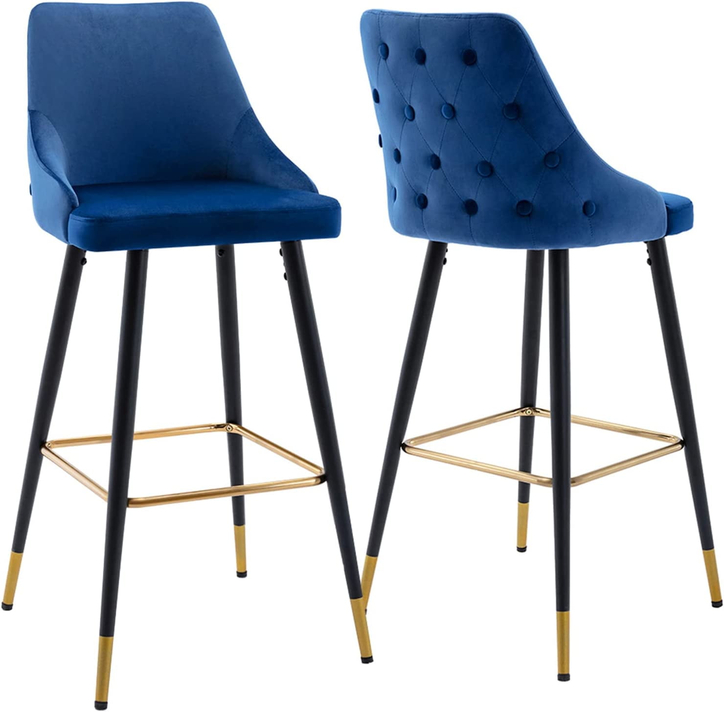24''Barstools Set of 2 Velvet Button Tufted Bar Stools Modern Counter ...