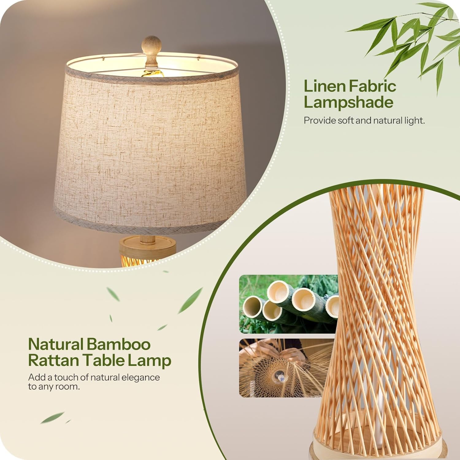 24.4" Farmhouse Rattan Table Lamps Set of 2 - Walmart.com