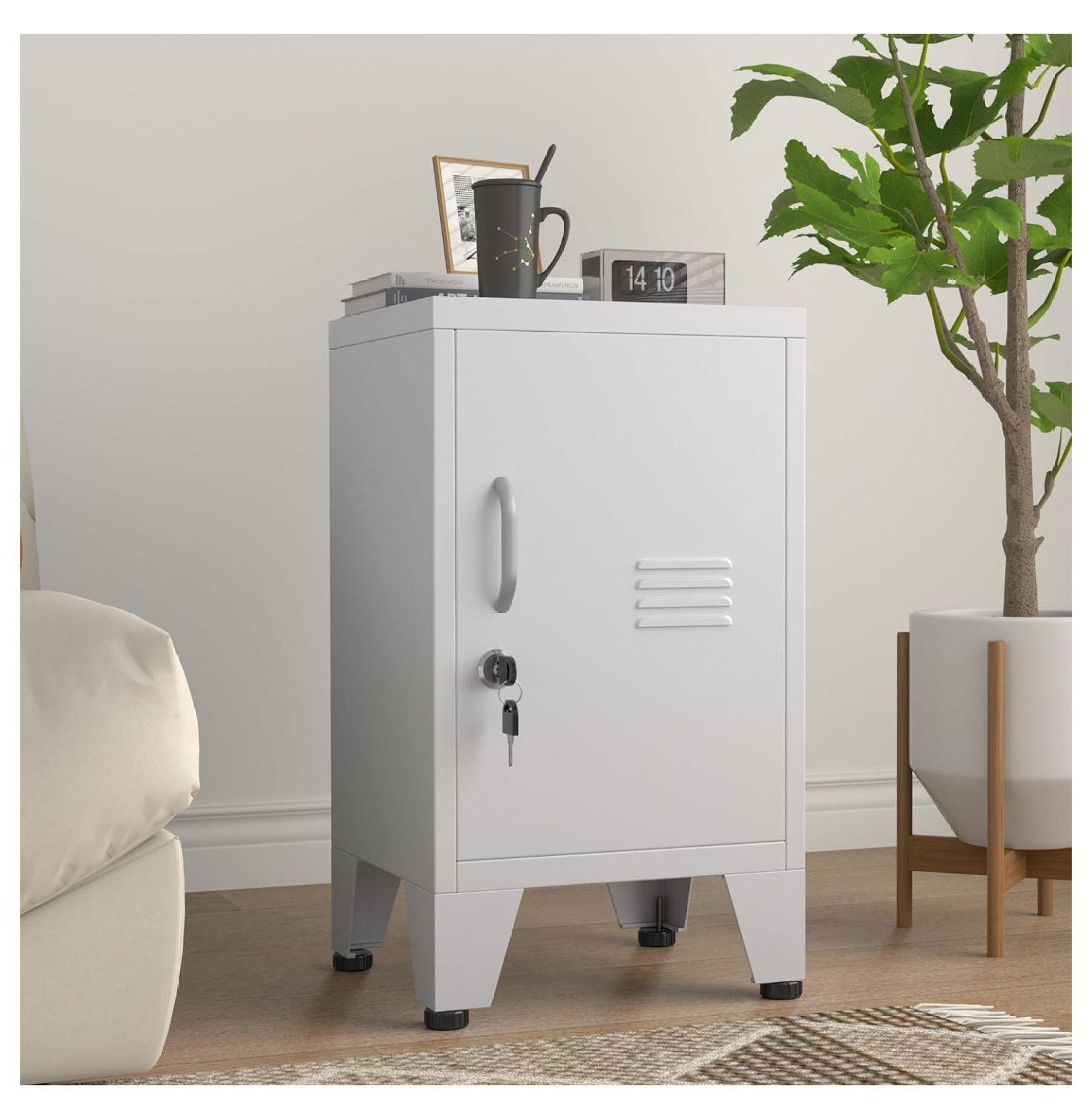 24.4" H Metal Locker Storage Cabinet with 1 Doors, Pantry Cabinet with ...