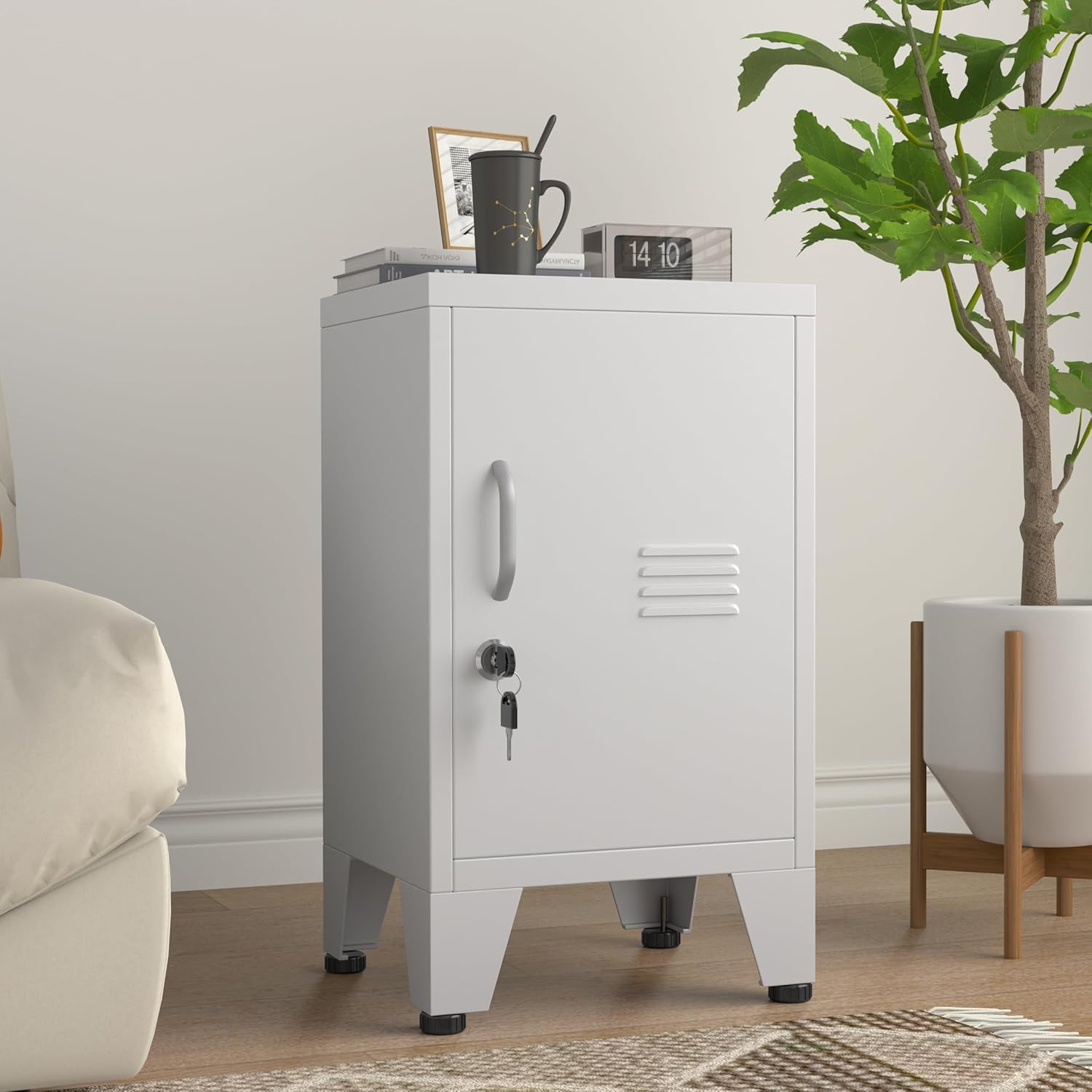 24.4" H Metal Locker Storage Cabinet with 1 Doors, Pantry Cabinet with ...