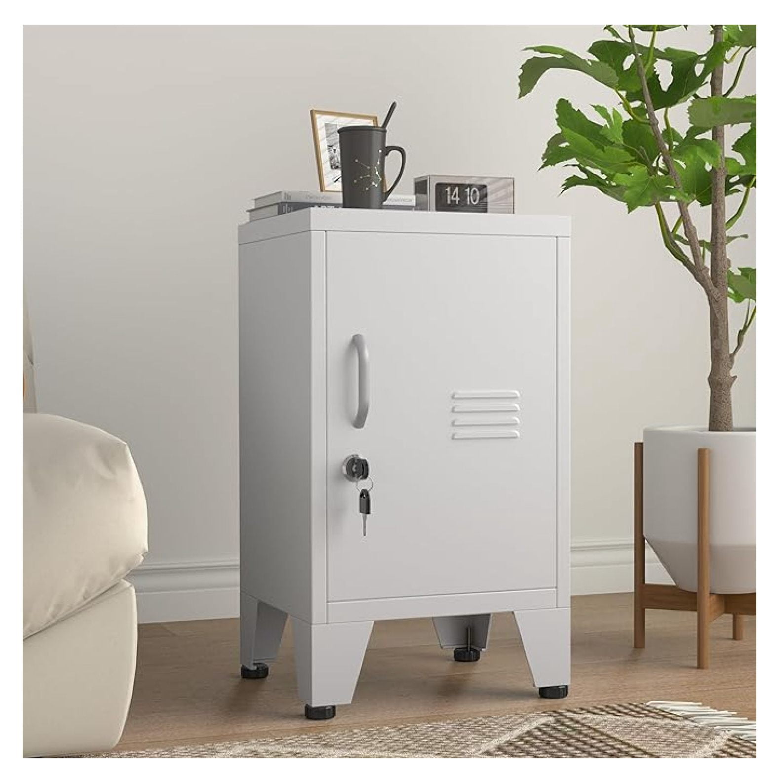 24.4" H Metal Locker Storage Cabinet with 1 Doors, Pantry with Shelves ...