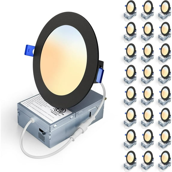 24 4 Inch 5CCT Recessed Light, Silm Canless Recessed Lighting, Dimmable ...