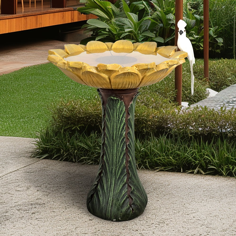 24.4-in Outdoor Sunflower Bird Bath - Fibre Reinforced Concrete Large ...