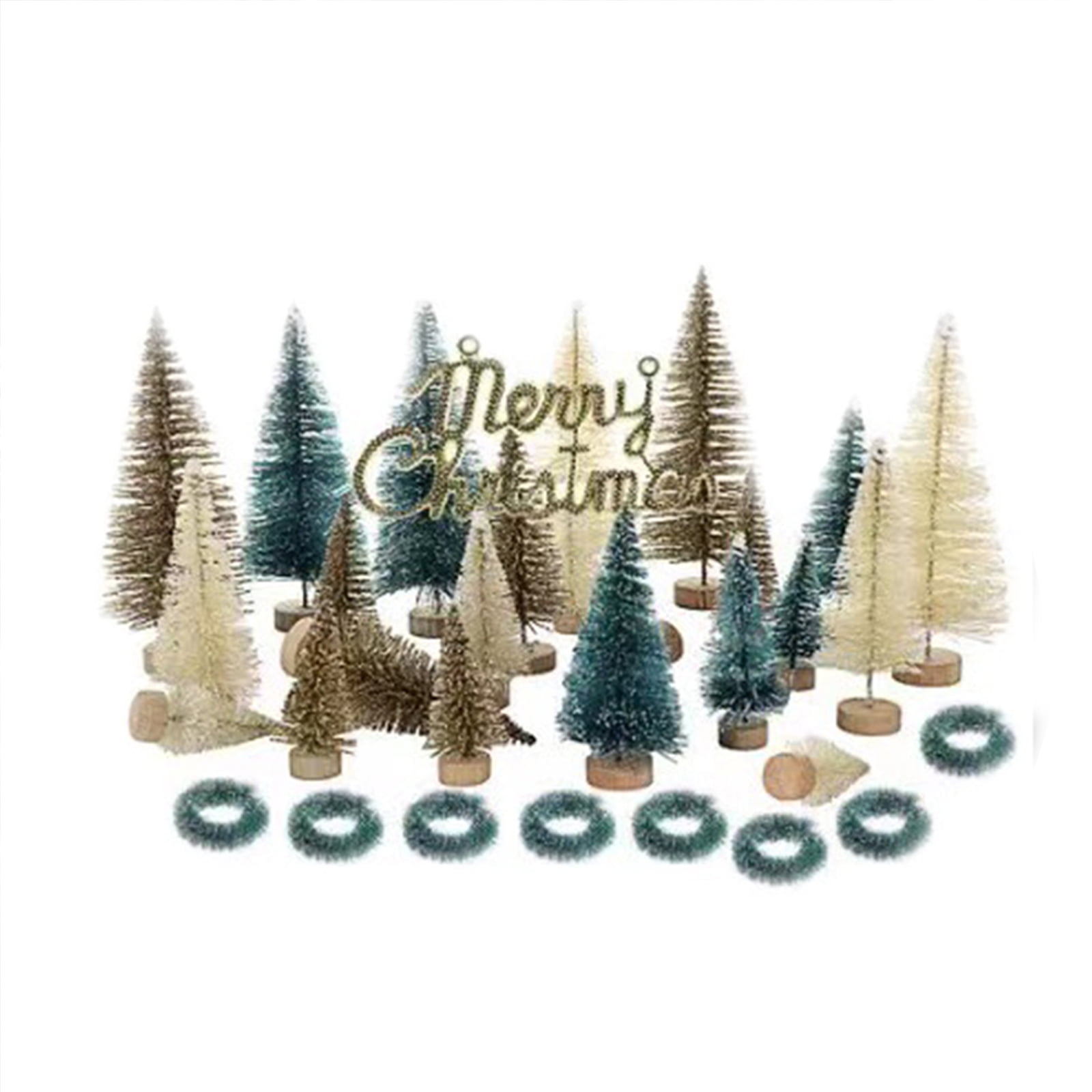 24/42 Pieces Miniature Sisal Frosted Christmas Trees,Bottle Brush Mini ...