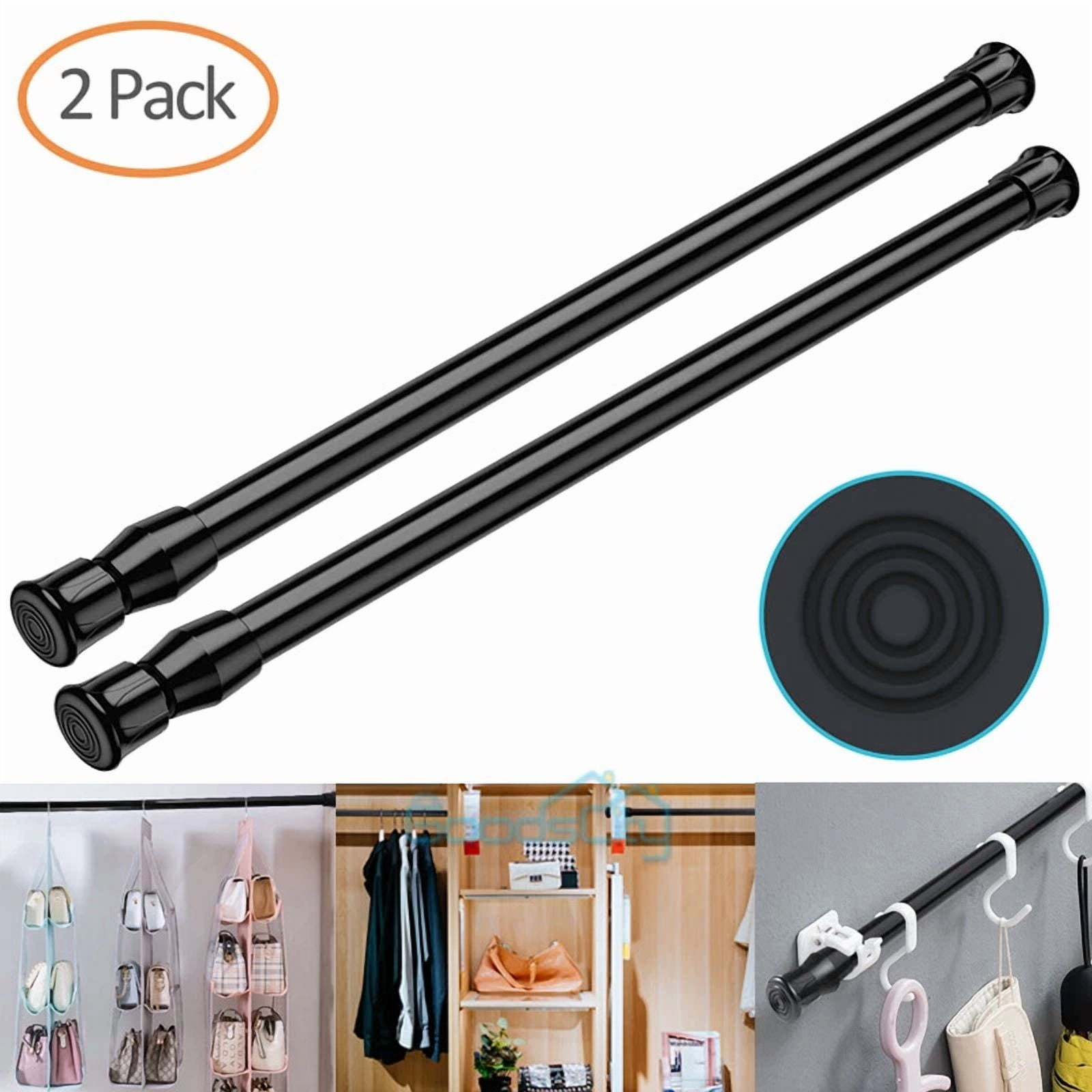 24"-43" Adjustable Spring Tension Curtain Rod, Heavy-Duty Stainless ...