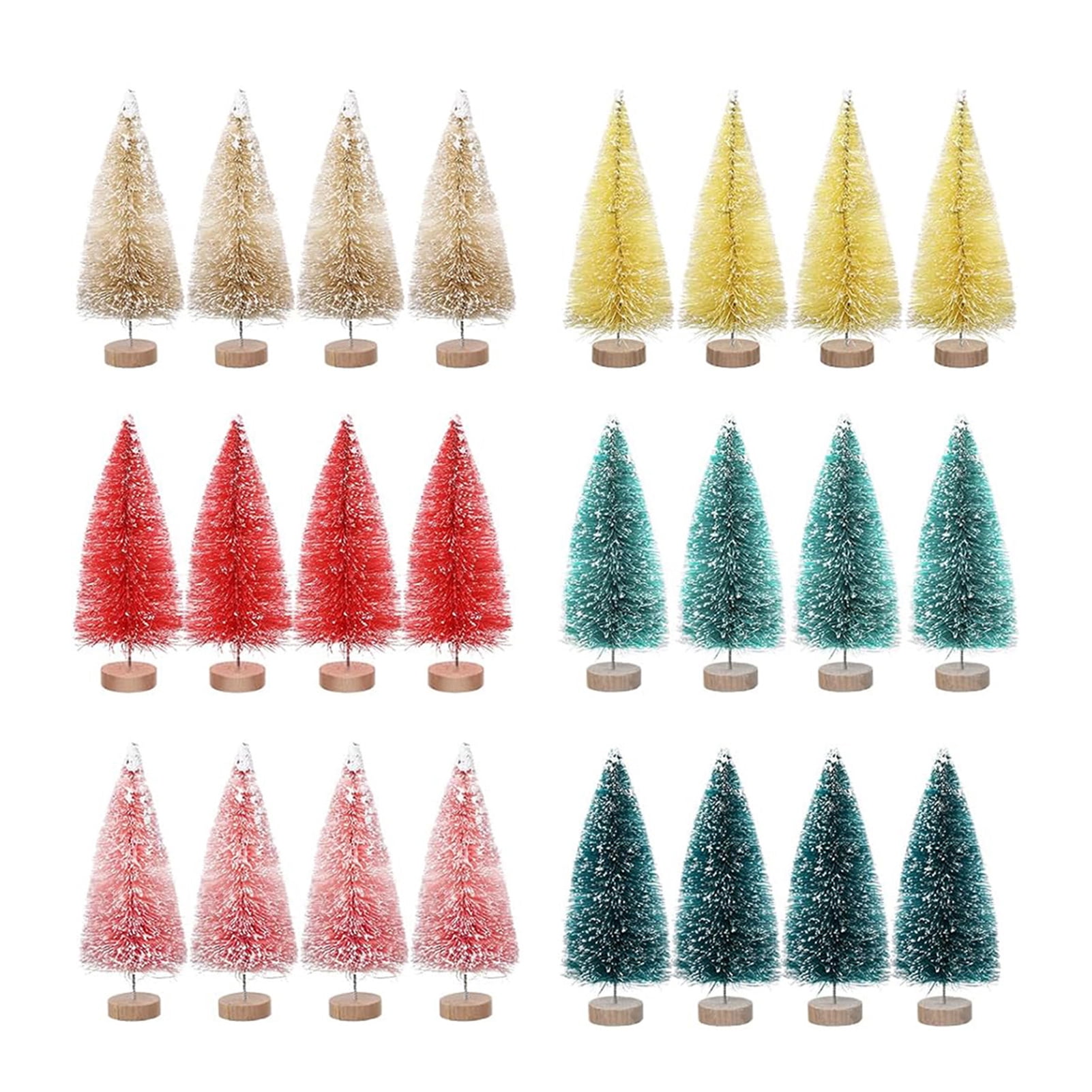 24/45 Pcs Mini Christmas Tree Artificial Mini Pine Trees with Wooden ...