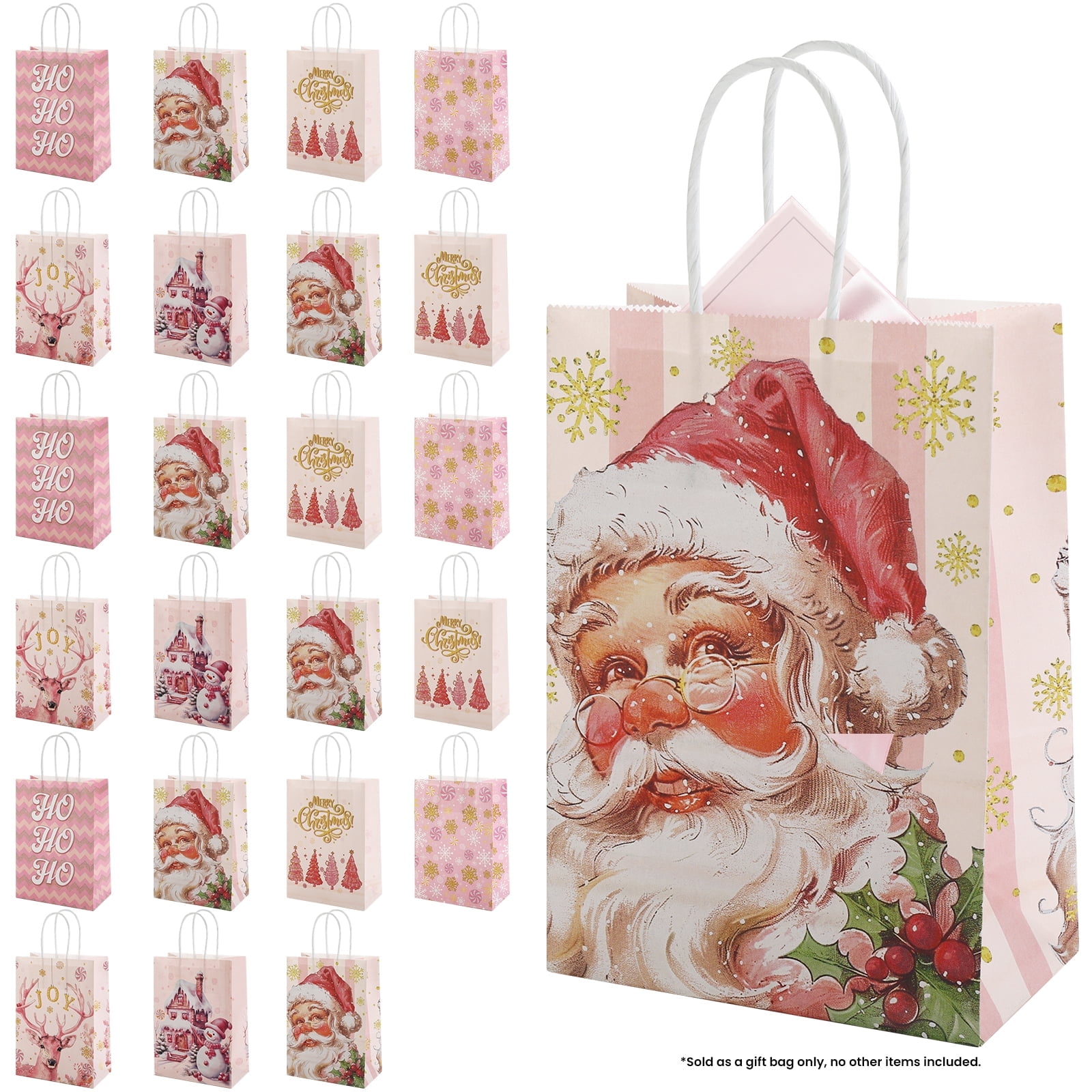24/48 Christmas gift packaging bags, pink gift bags, Santa Claus elk ...