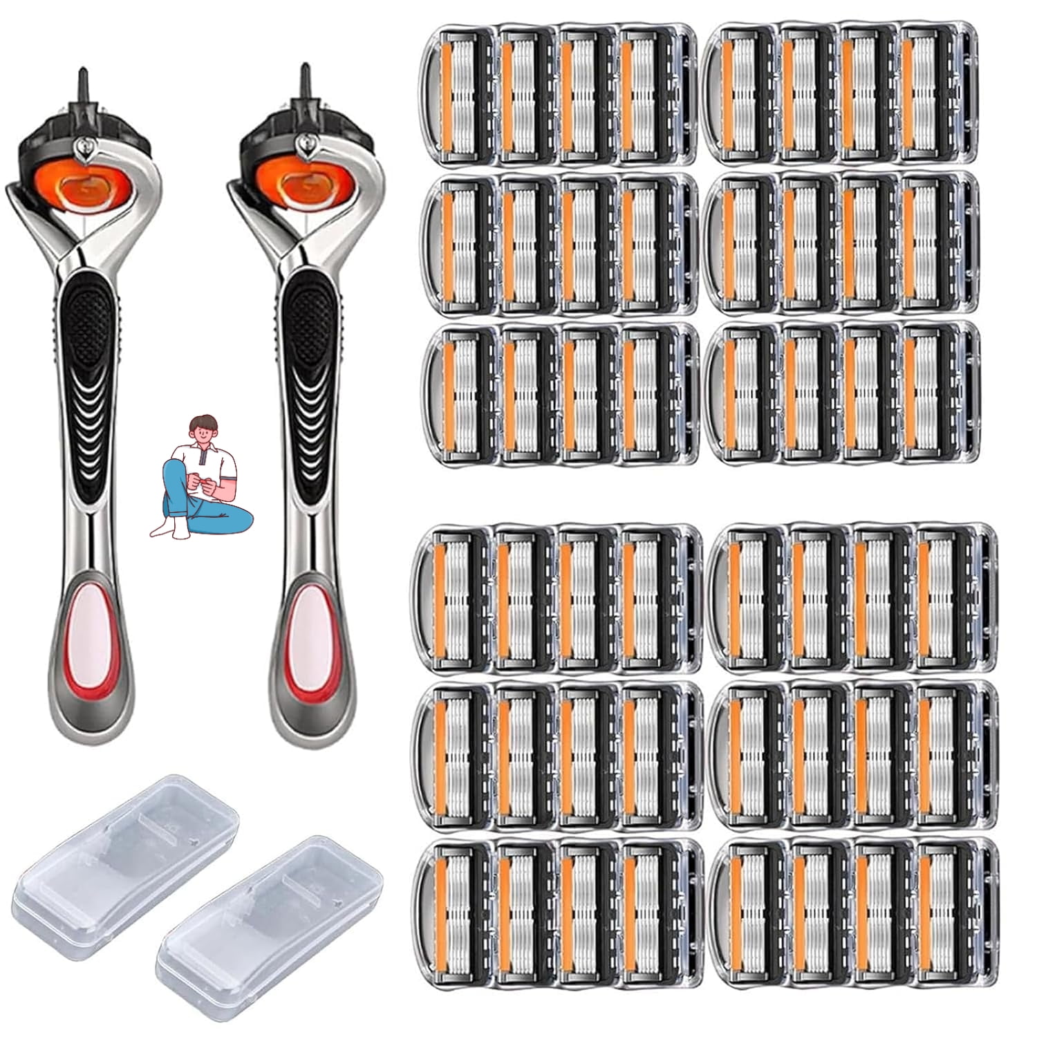 24/48-Piece Men's Razor Blade Replacement Set With Free Handle - Ultra ...