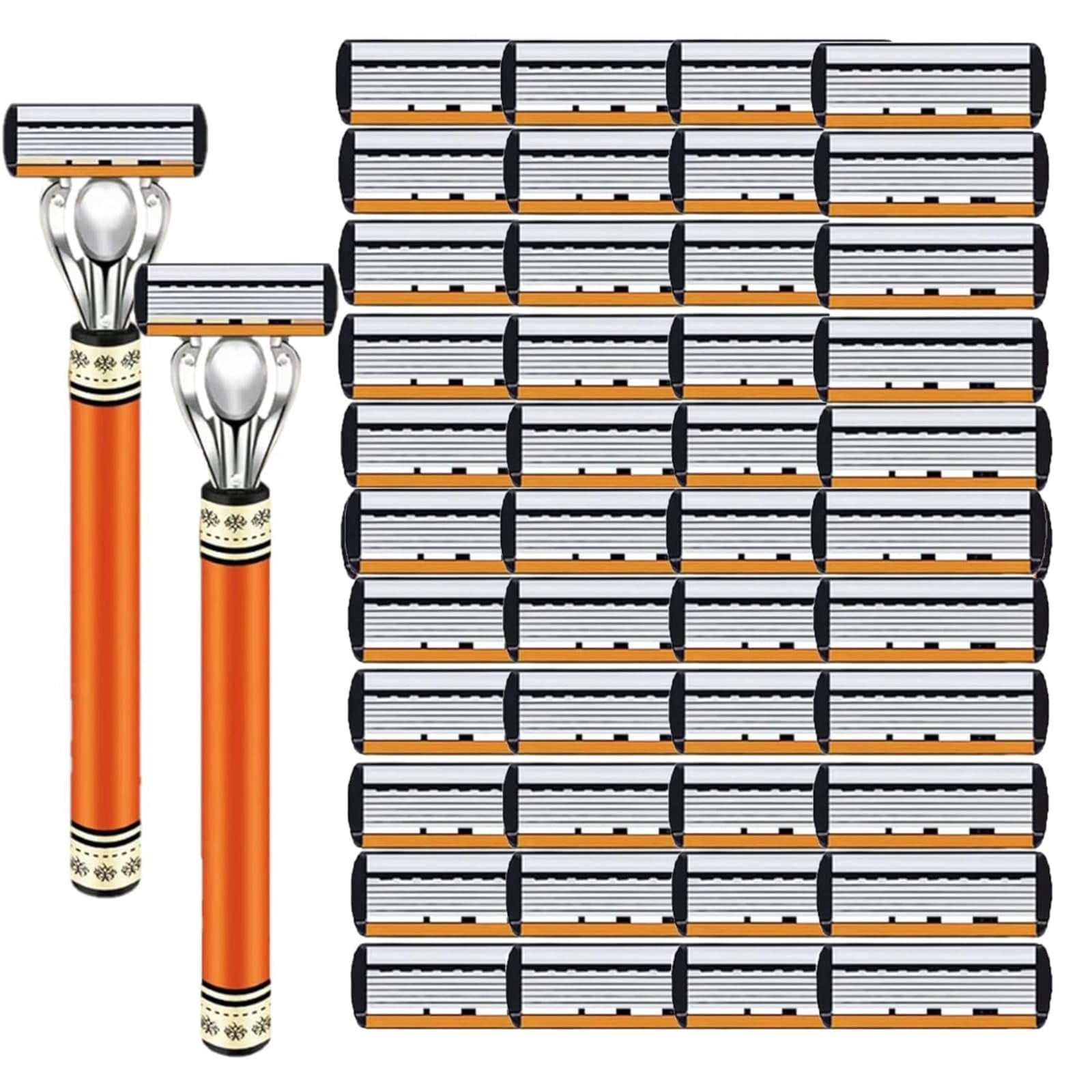 24/48PCS Men's Razor Blade Replacement with Handle, 6-Blade Razor ...