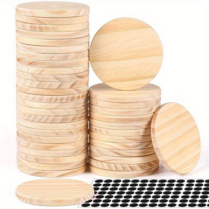 24/ 48pcs Square/ Round Shape Wooden Coasters - Anti-Slip Bottom for ...