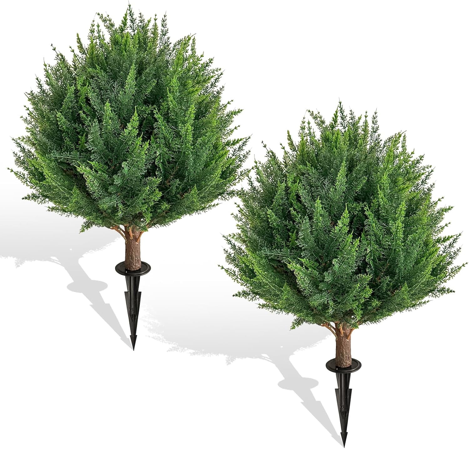 24.5"Artificial Cedar Topiary Ball Tree Set of 2 with Ground Spikes ...