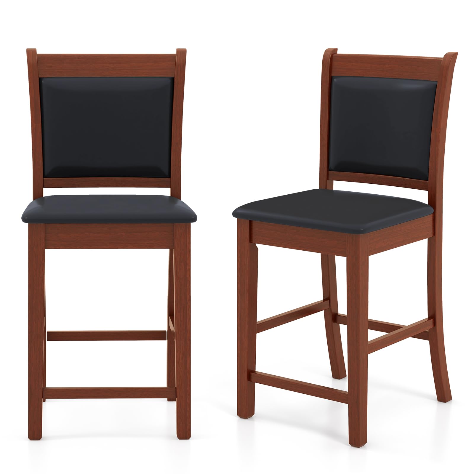 24.5" Bar Stools Set of 2, Upholstered Counter Height Bar Stools w/Faux ...