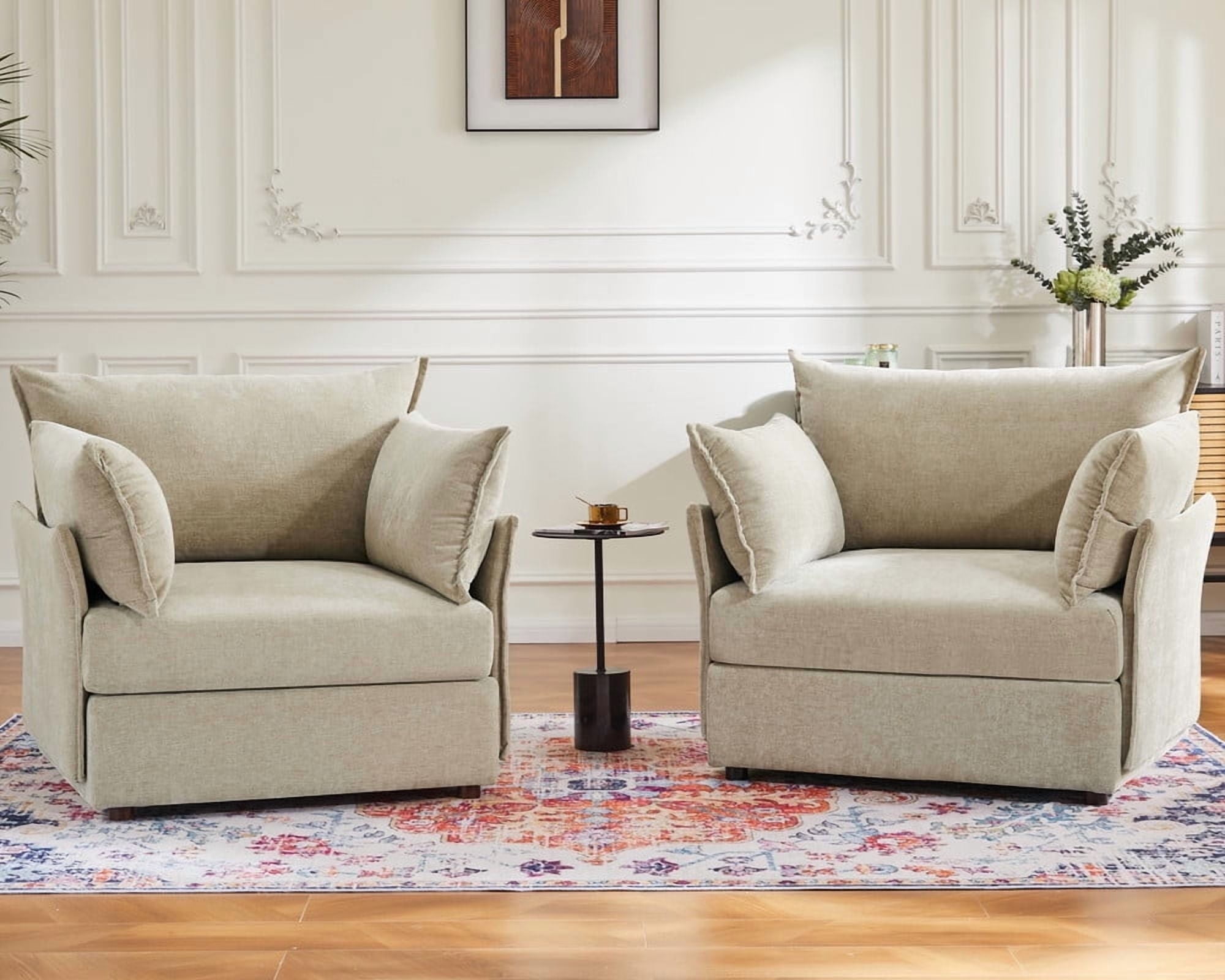 JULY'S SONG 24.5" Deep Seat Accent Chair with 2 Armrest Pillows ...