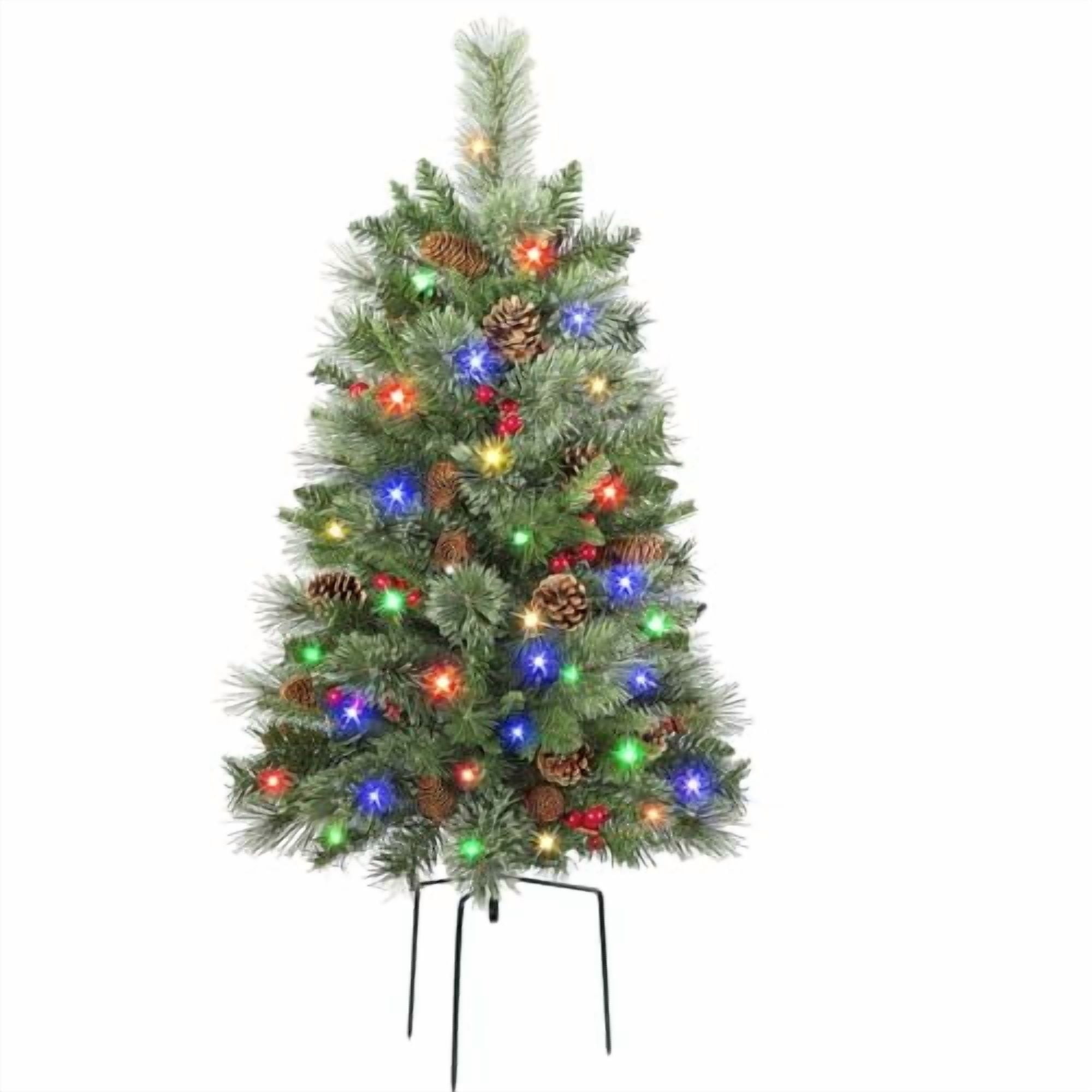 Alupssuc 24.5 Inch Lighted Outdoor Christmas Tree with Multi-Color ...
