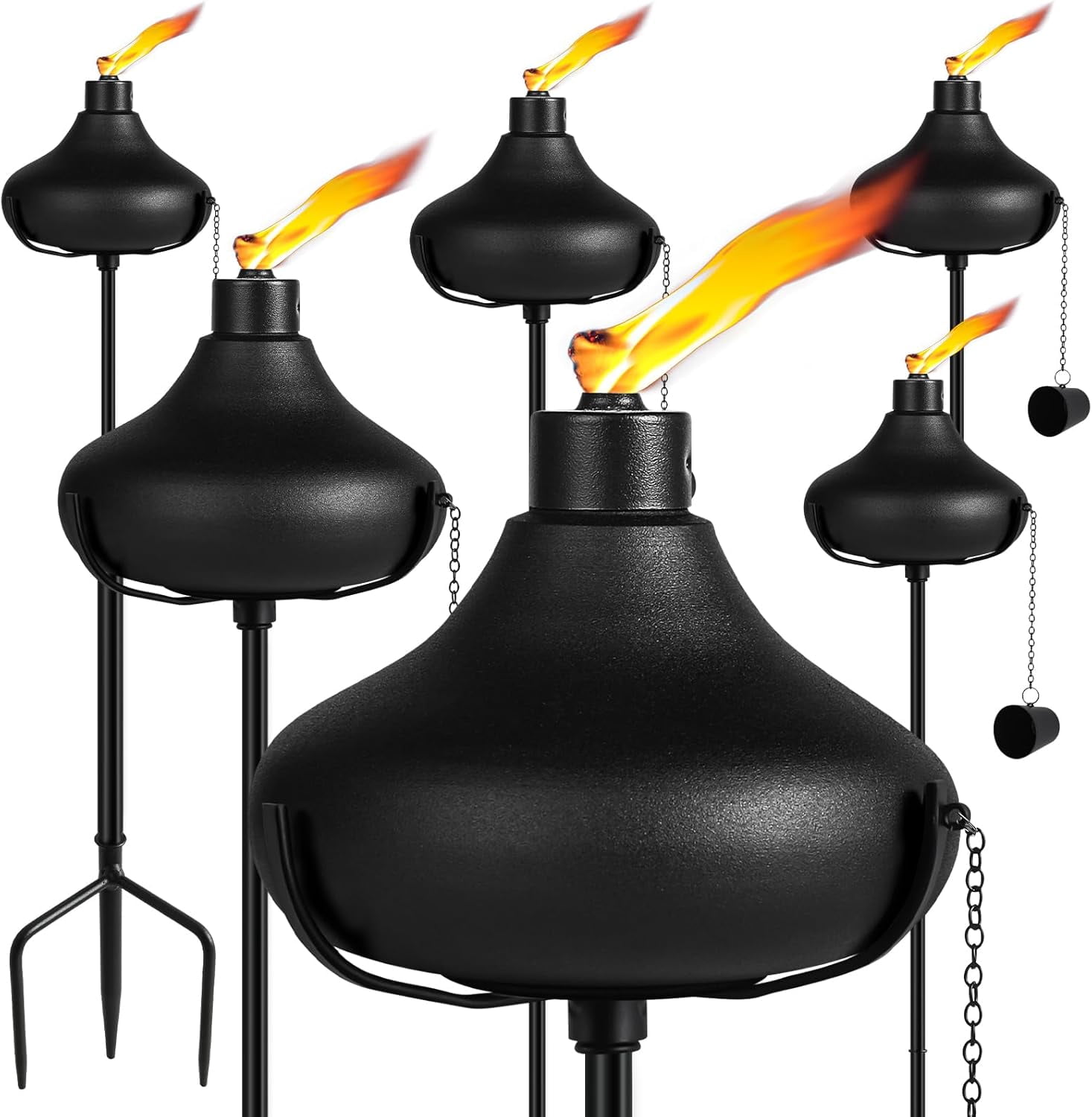 24.5 Oz Home Garden Torch Set of 6, Outdoor Metal Torch Garden Décor,55 ...