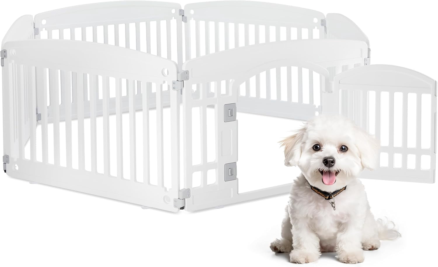 24" 6 Panel Plastic Dog Playpen, Portable & Folding for Indoor ...