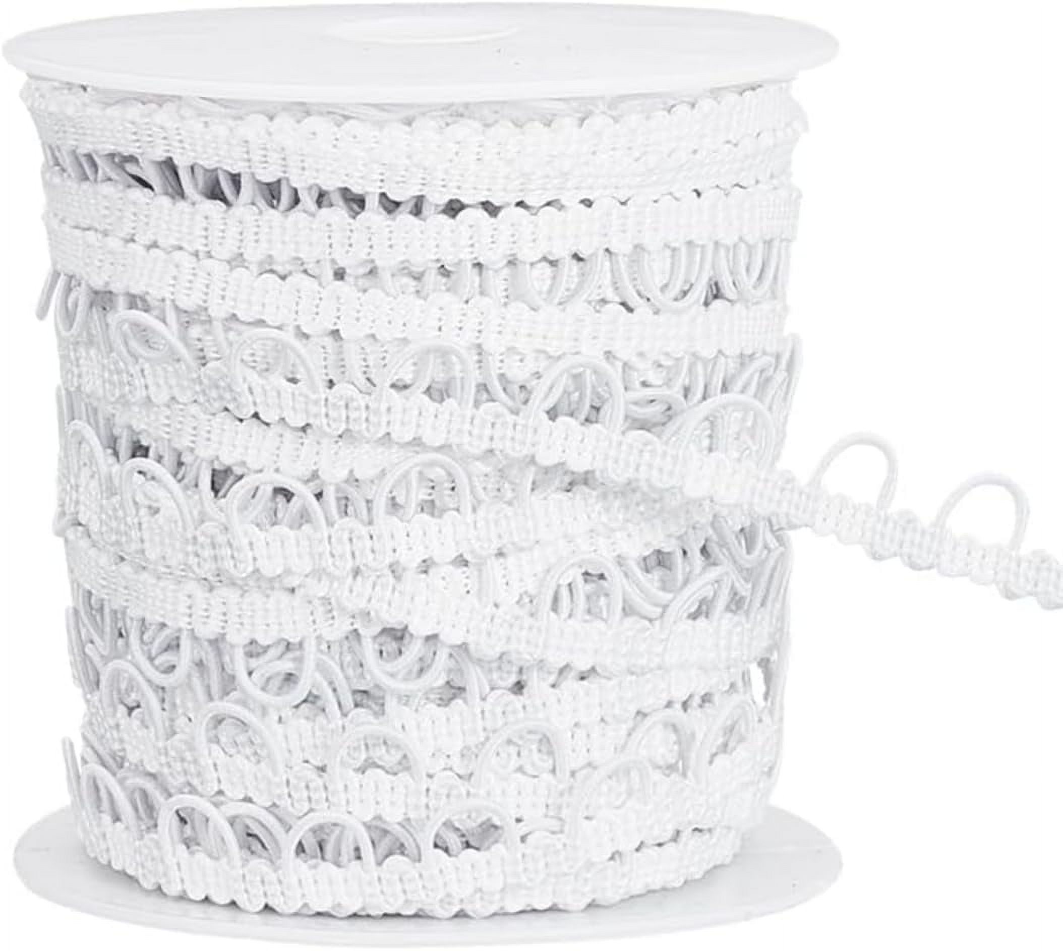 24.6Yard Nylon Braided Trim with Elastic Button Loops White Corset ...