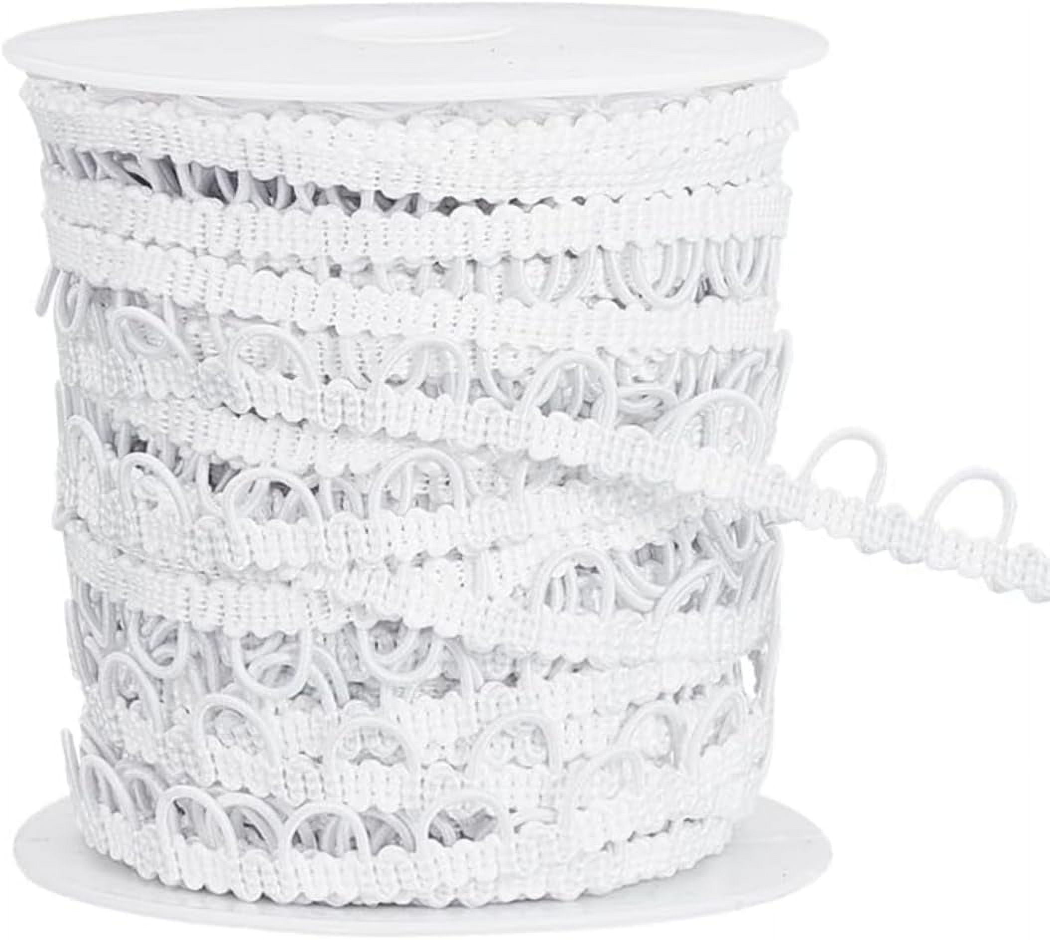 24.6Yard Nylon Trim with Elastic Button Loops White Corset Button Braid ...