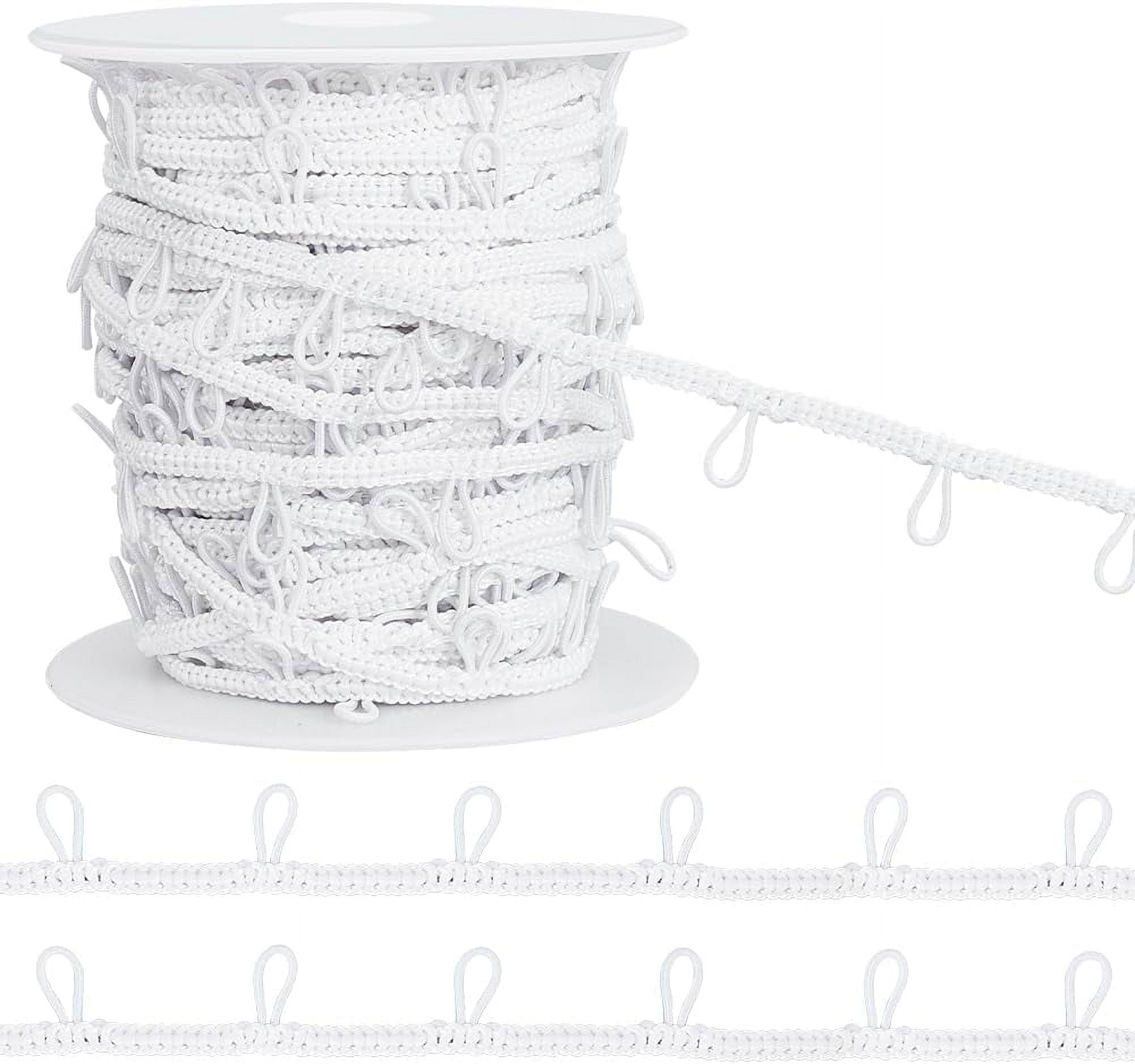 24.6Yard White Nylon Trim with Elastic Button Loops Corset Button ...