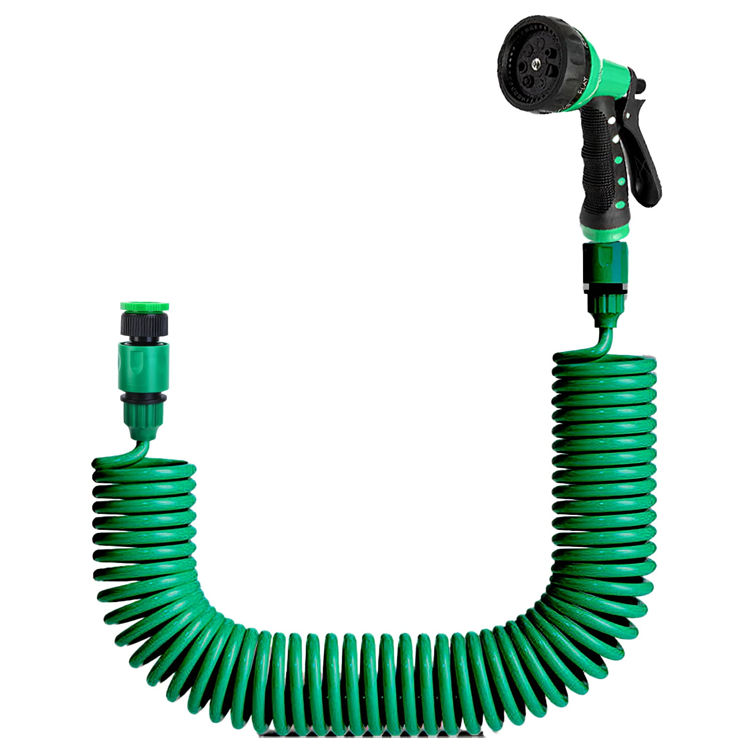 24.6ft Coil Garden Hose TeqHome EVA Flexible Coiled Water Hose with 3/4 ...