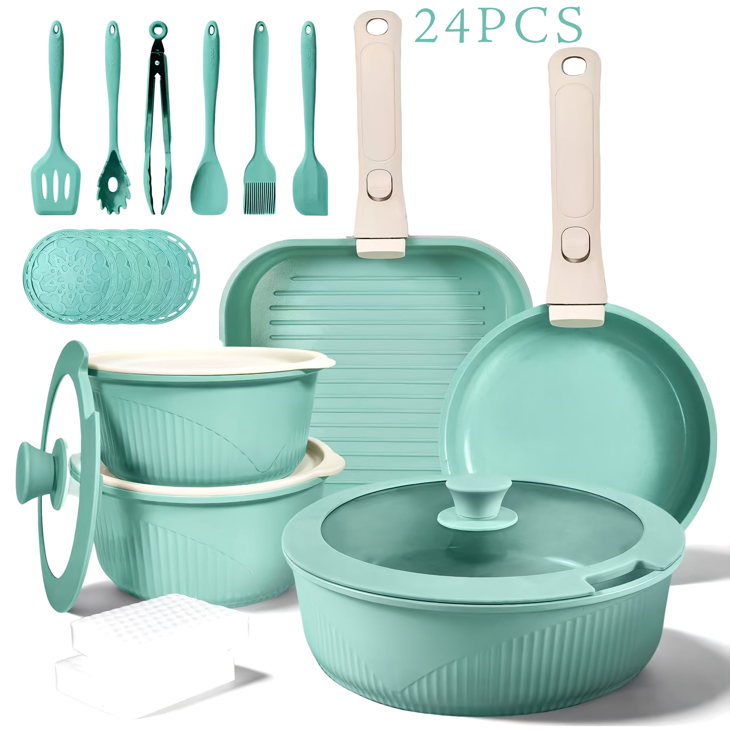 24/7/5Pcs Non-Stick Cookware Set Induction Ready Pots Pans Frying Pan ...