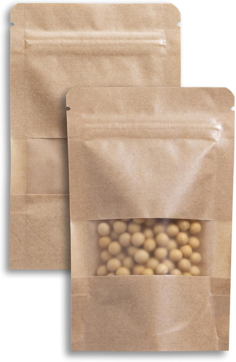 24/7 Bags- 400 Pack, Kraft Paper Stand Up Pouch Bag- 3.5" x 5.5", Resealable Zip-Lock with Front ...