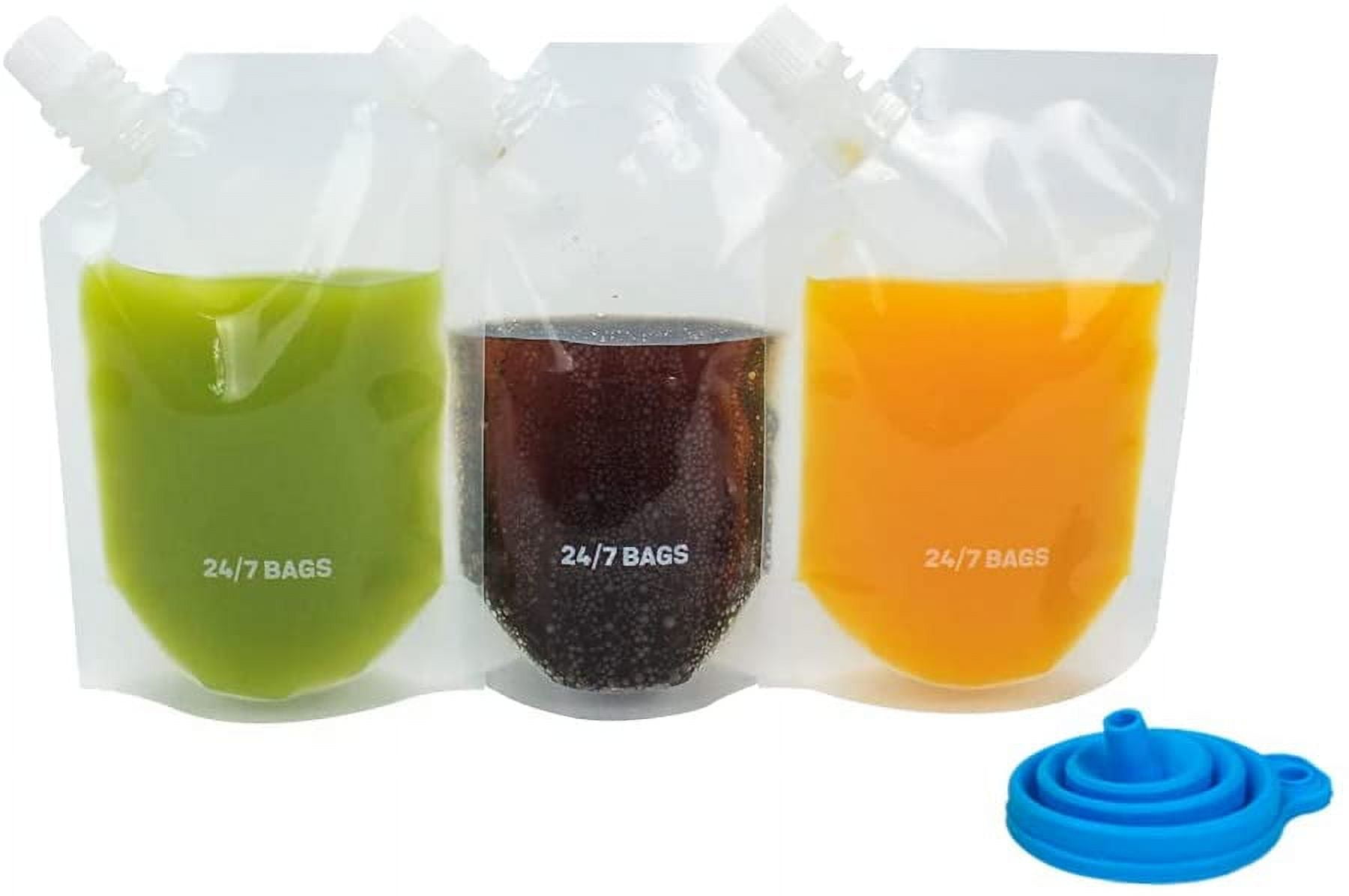 24/7 Bags 50 Pack, 8 Oz Disposable Pouch, Clear With Caps, BPA-Free ...