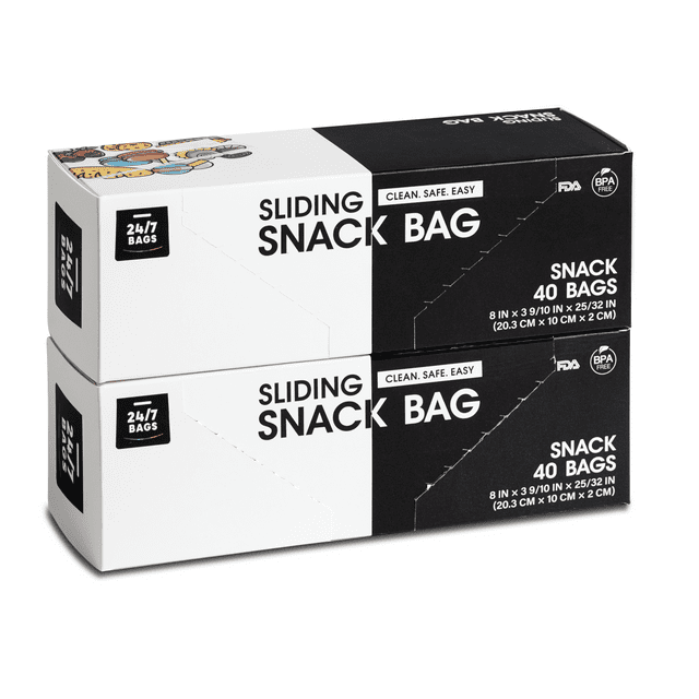 24/7 Bags | Slider Storage Bags, Snack Size with Expandable Bottom, 80 ...