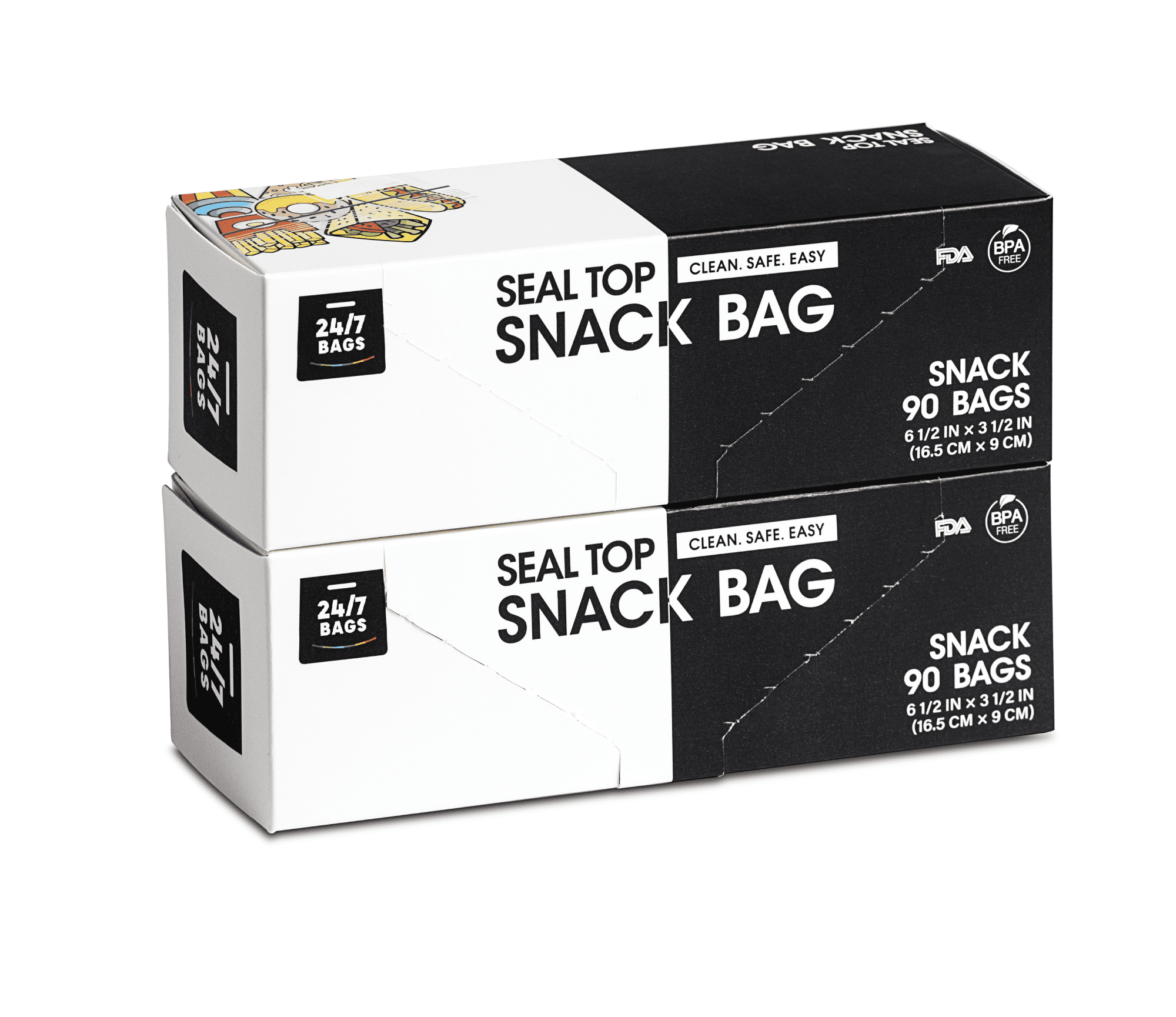 24/7 Bags | Zip-lock Storage Bag, Snack Size, 180 Count (2 Packs of 90 ...