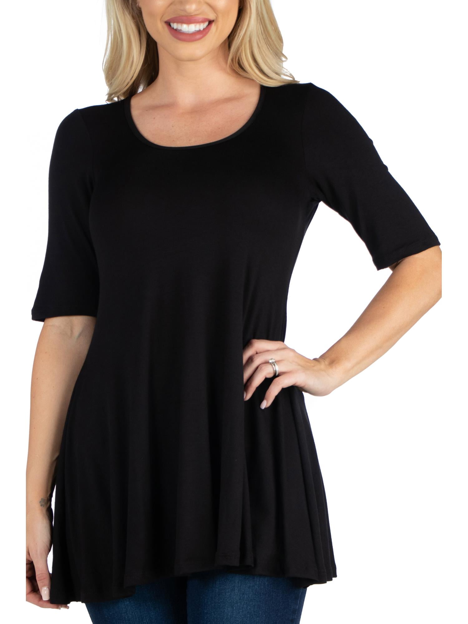 24/7 Comfort Apparel Women's Elbow Sleeve Swing Tunic Top - Walmart.com