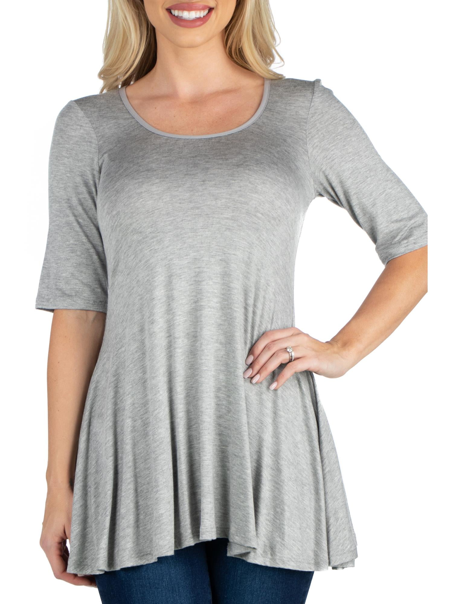 24/7 Comfort Apparel Women's Elbow Sleeve Swing Tunic Top - Walmart.com