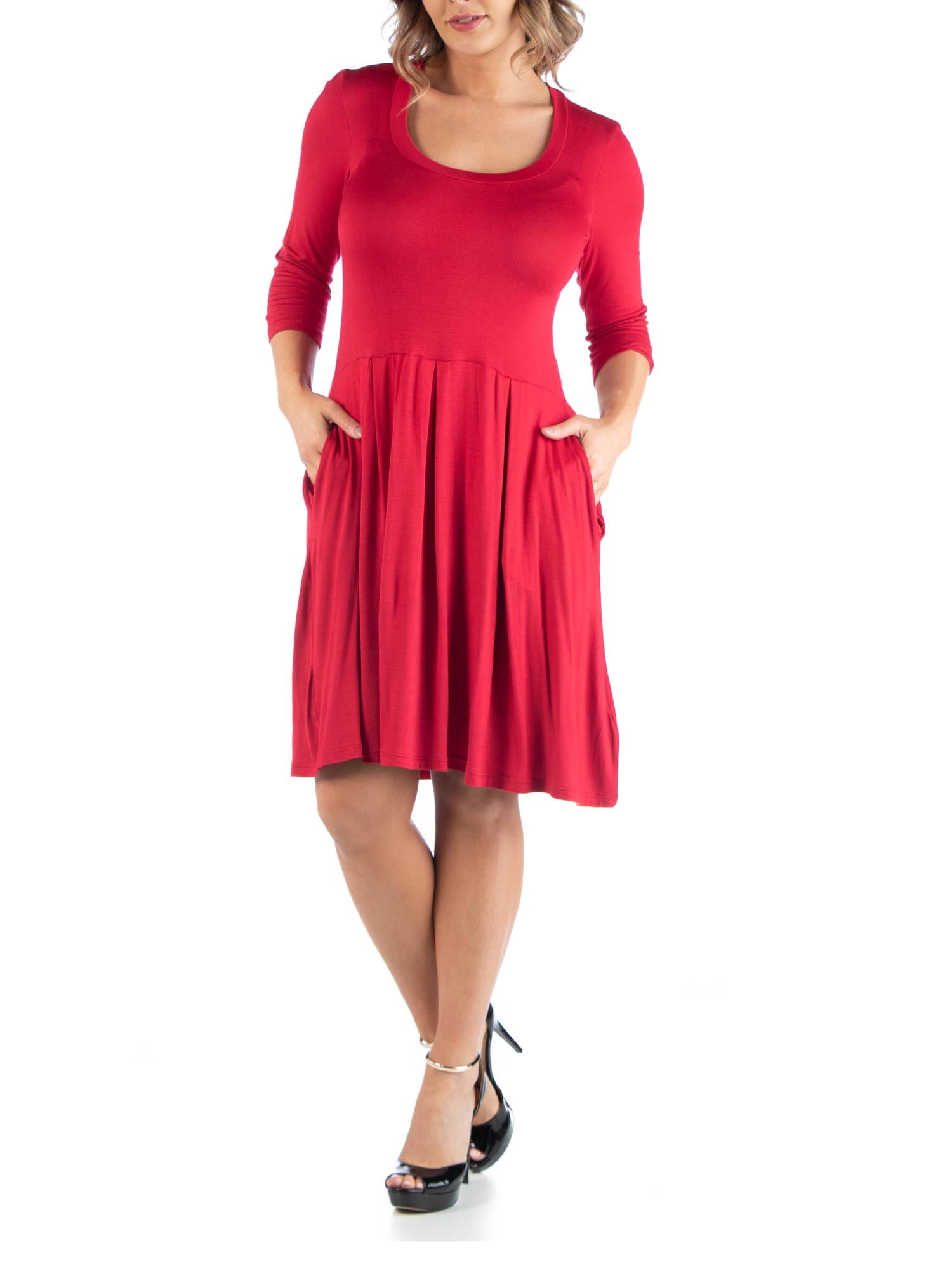 24 7 Comfort Apparel Womens Plus Size Fit And Flare Dress