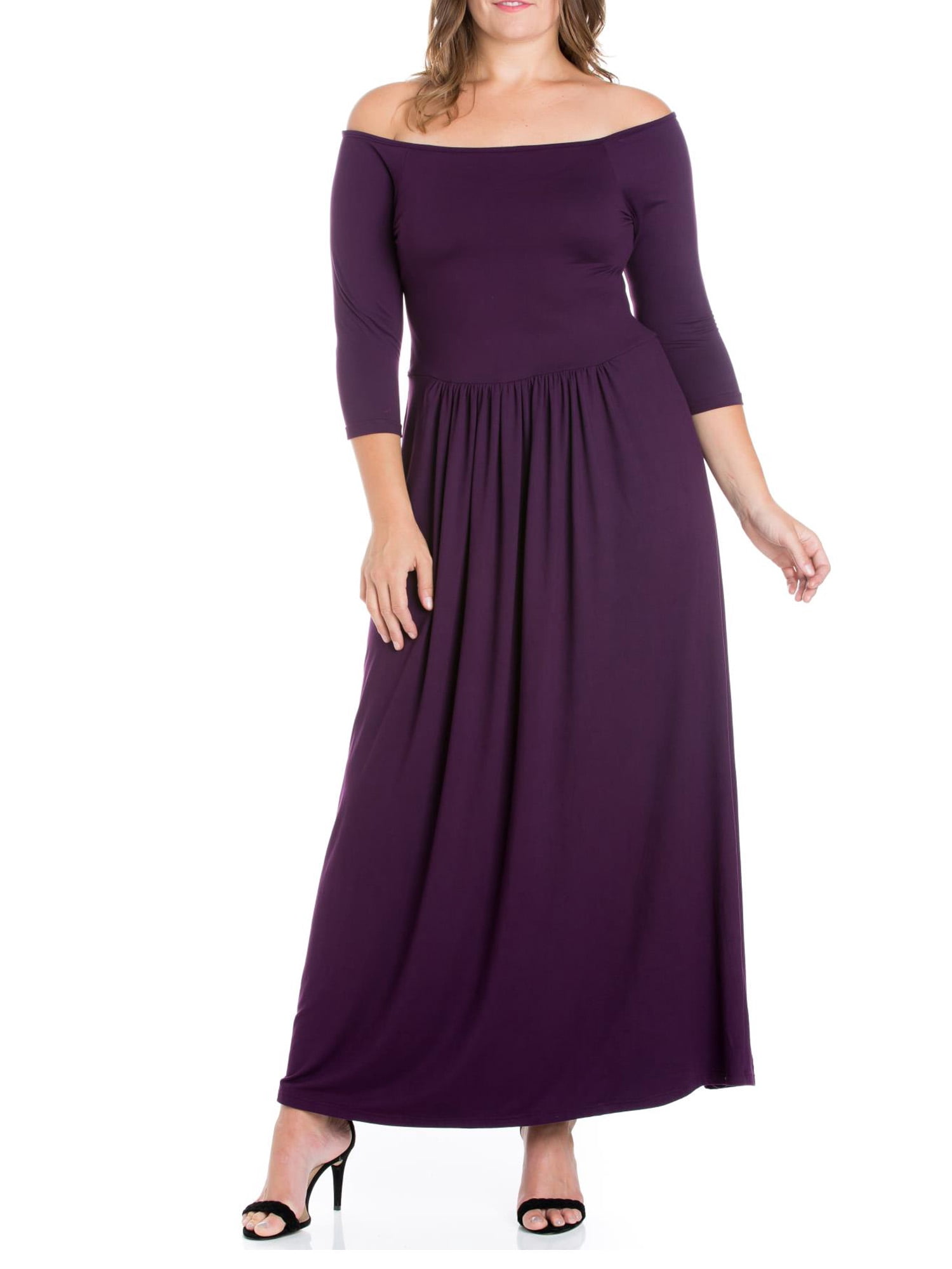 Comfort Apparel women's Plus Size Long Sleeve Fit & Flare Midi Dress ...