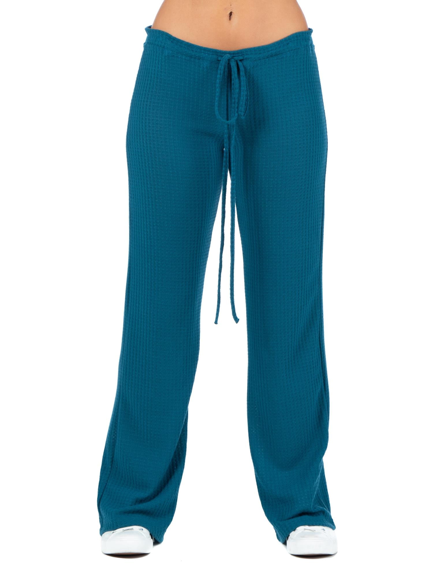 24/7 Comfort Apparel Women's Waffle Fabric Drawstring Lounge Pant ...