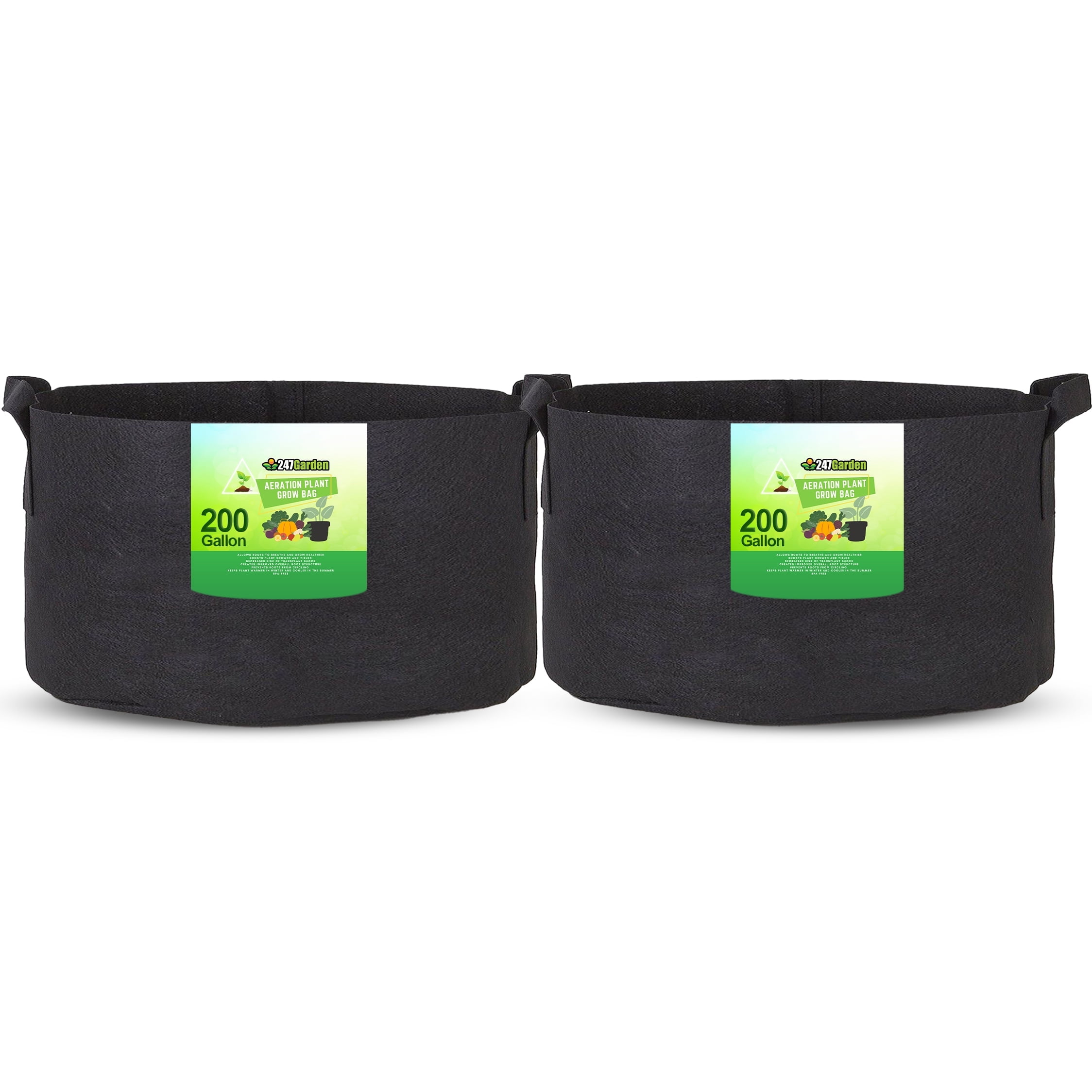 24/7 Garden 200-Gallon Grow Bags / Fabric Pots / Flower Planters (Black ...