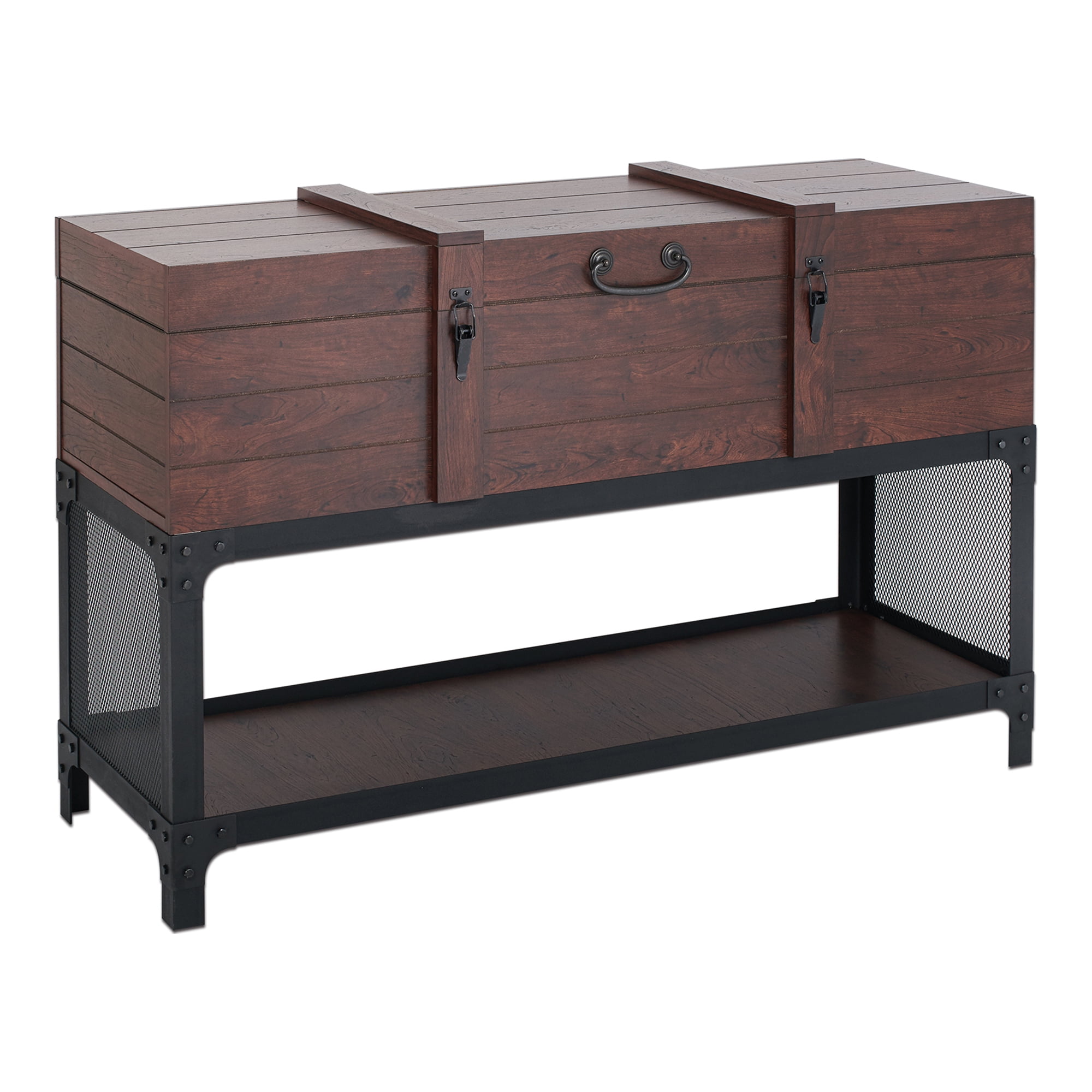 24/7 Shop At Home Alba Wood Lift Top Console Table in Vintage Walnut ...