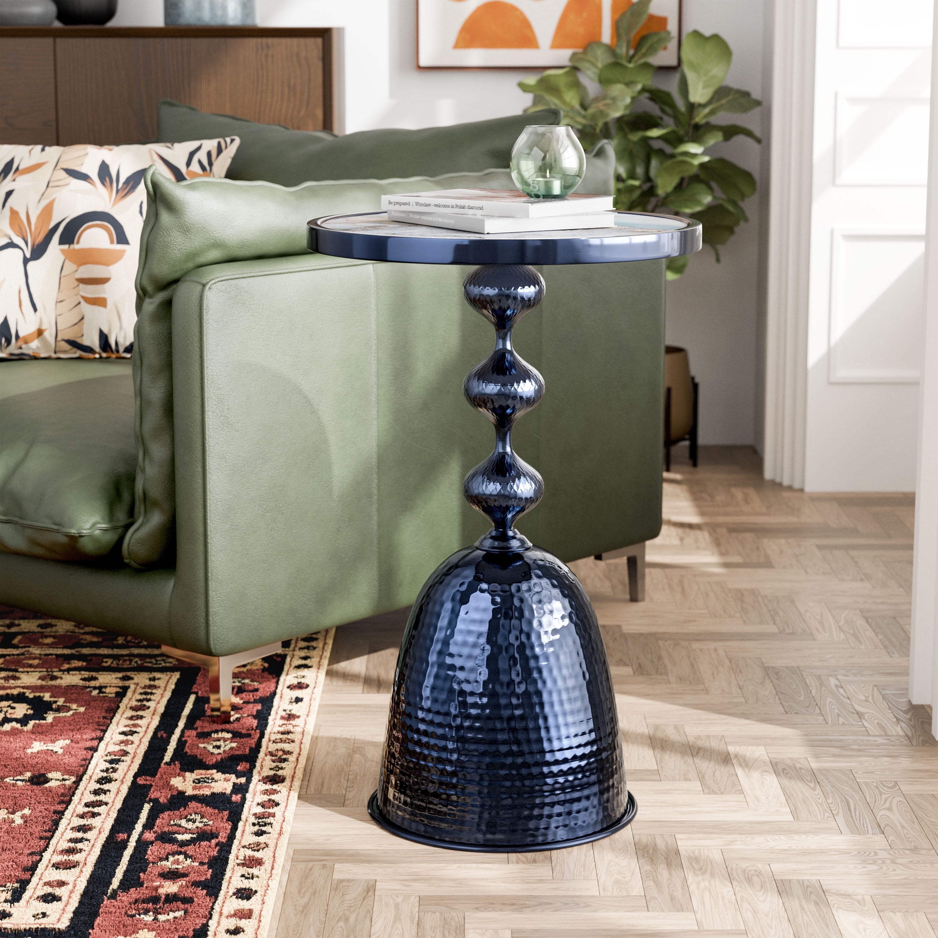 24/7 Shop At Home Enric Modern Metal Accent Side Table with Round ...