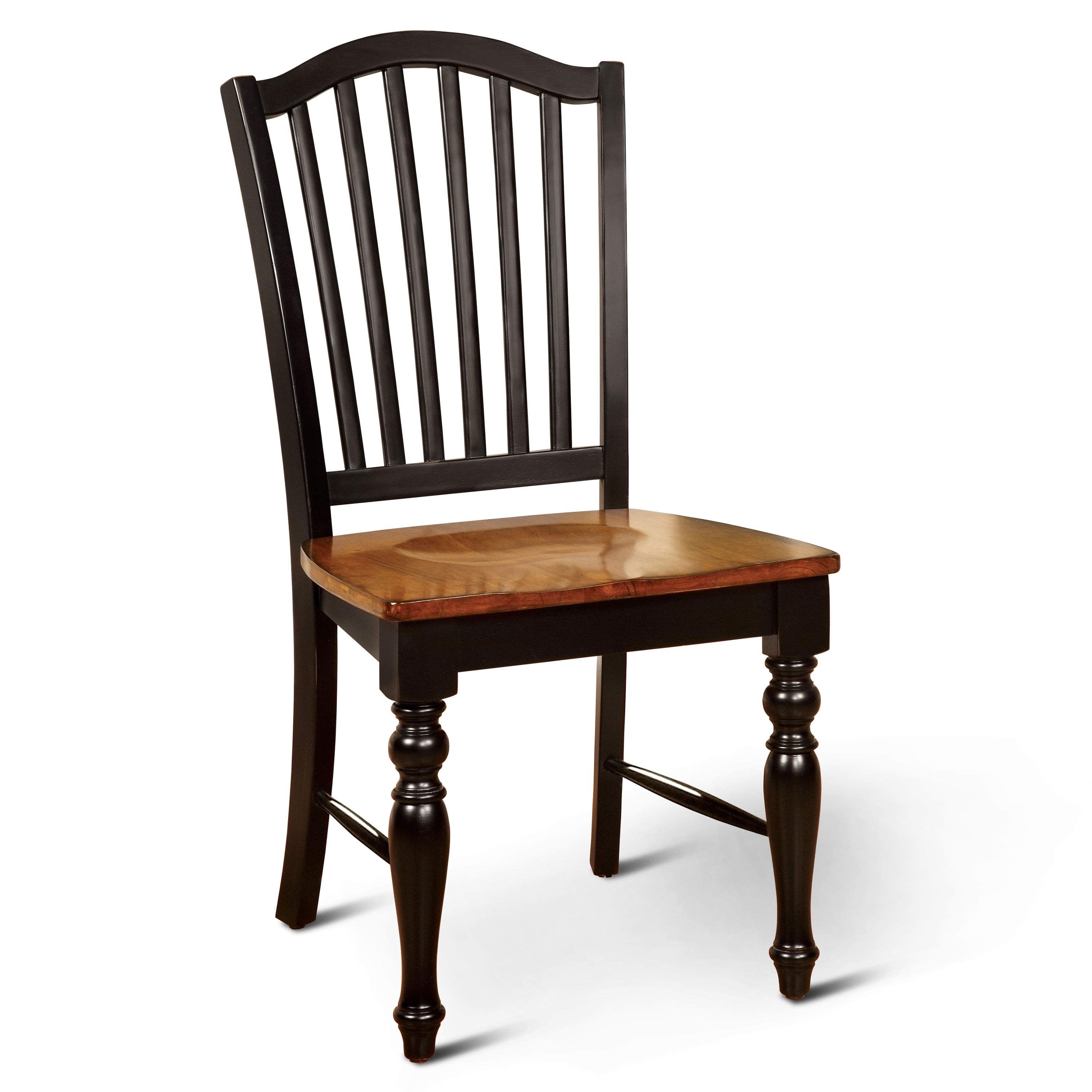24/7 Shop At Home Gain Wood Slatted Back Side Chairs, Set of 2, Black ...