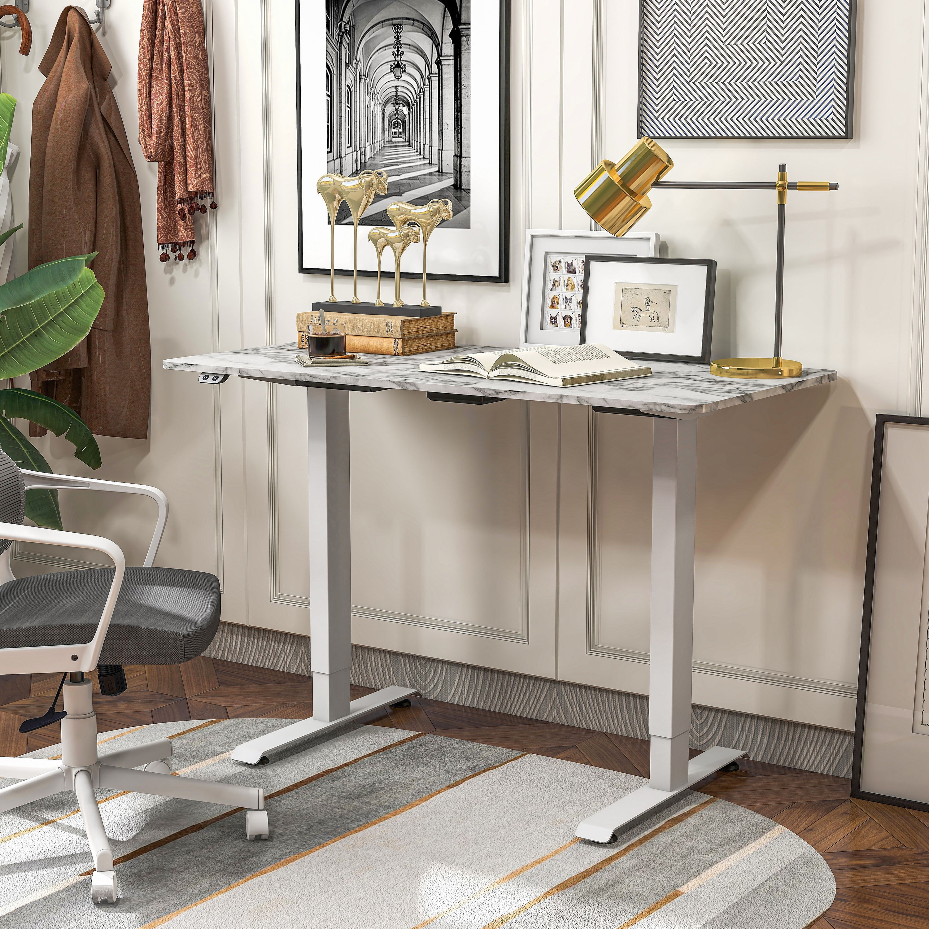 24/7 Shop At Home Kontor Home Office 44" Metal Height Adjustable Standing Desk, White - Walmart.com