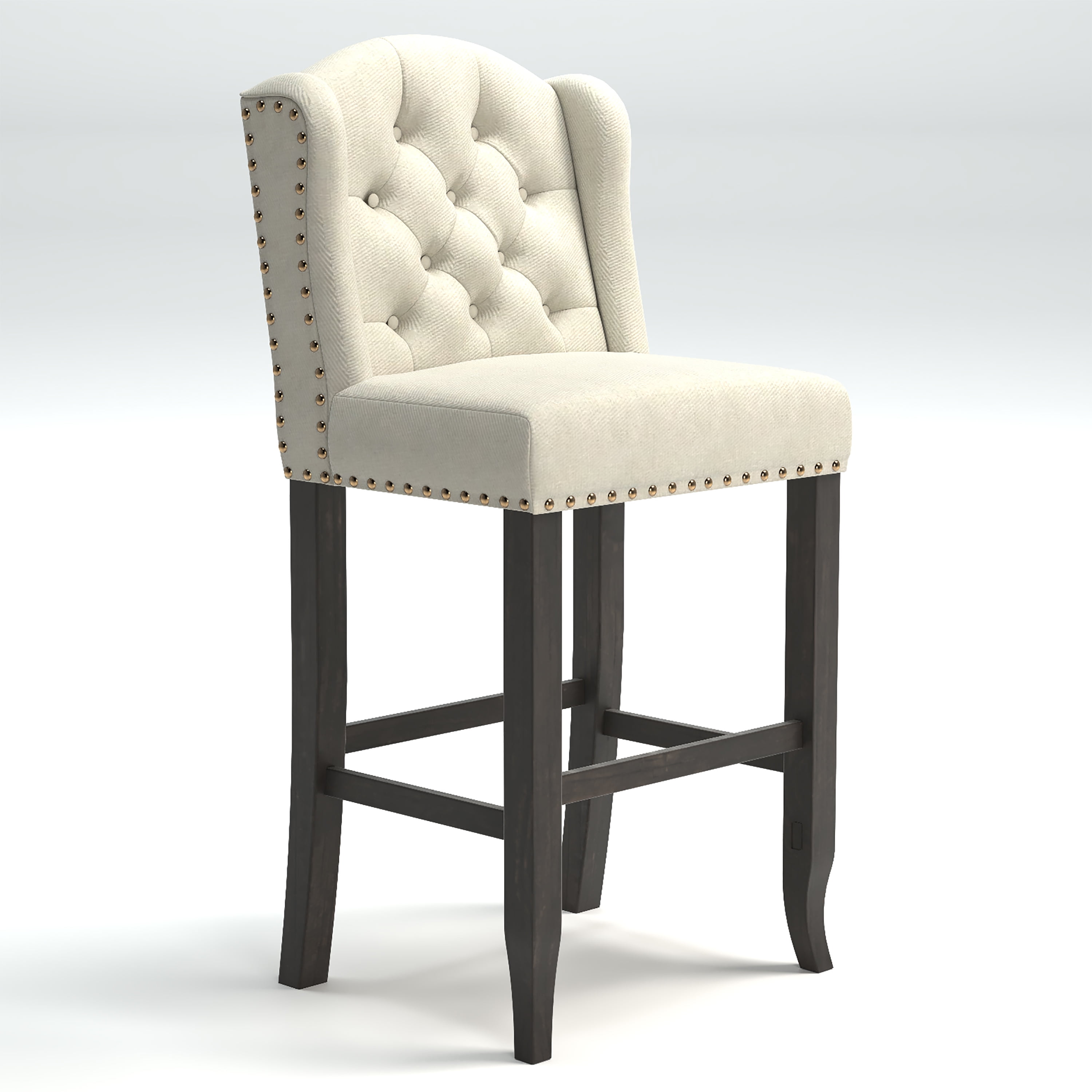 24/7 Shop At Home Marsh Fabric Wingback Bar Chairs, Set of 2, Beige ...