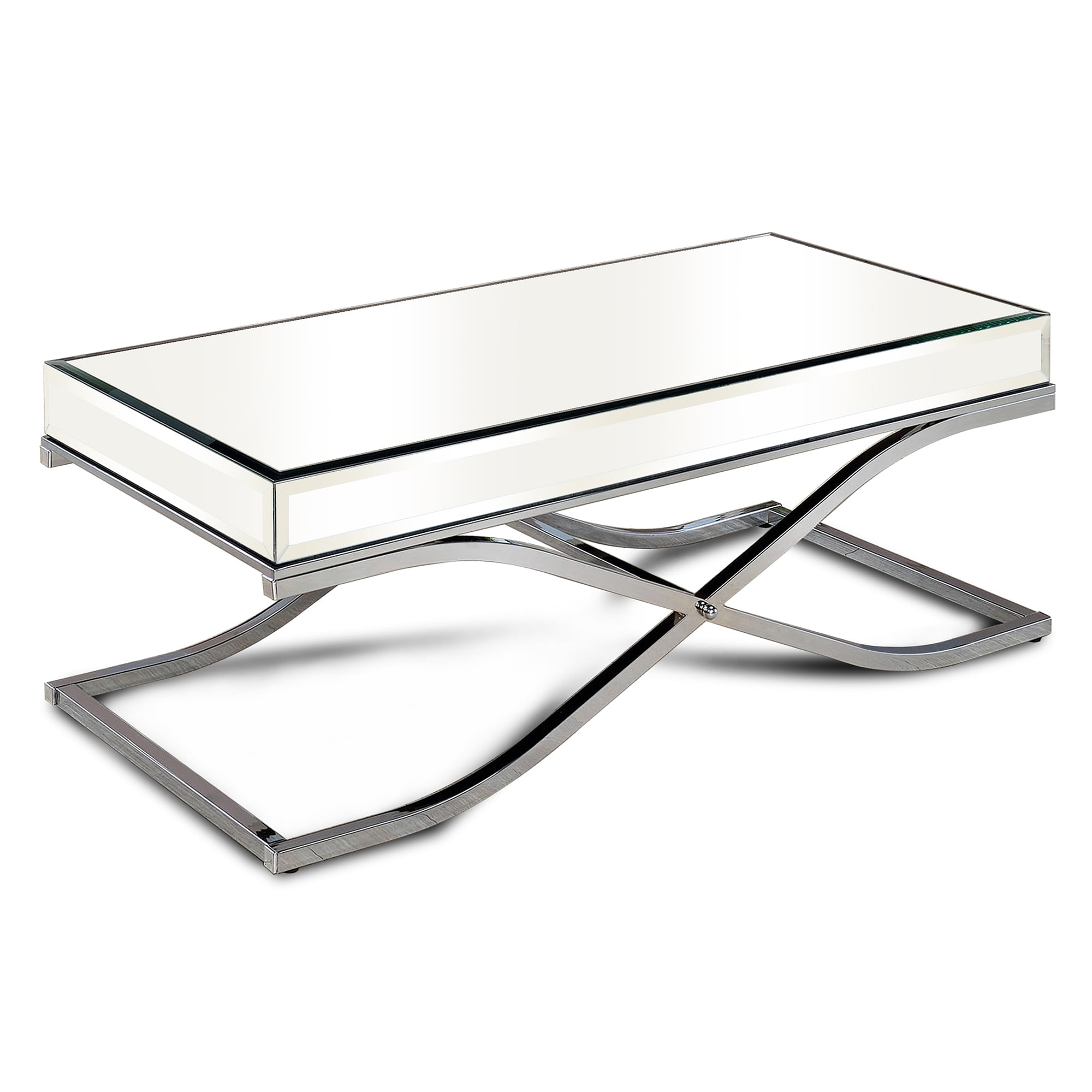 24/7 Shop At Home Muse Contemporary Metal Coffee Table in Chrome ...