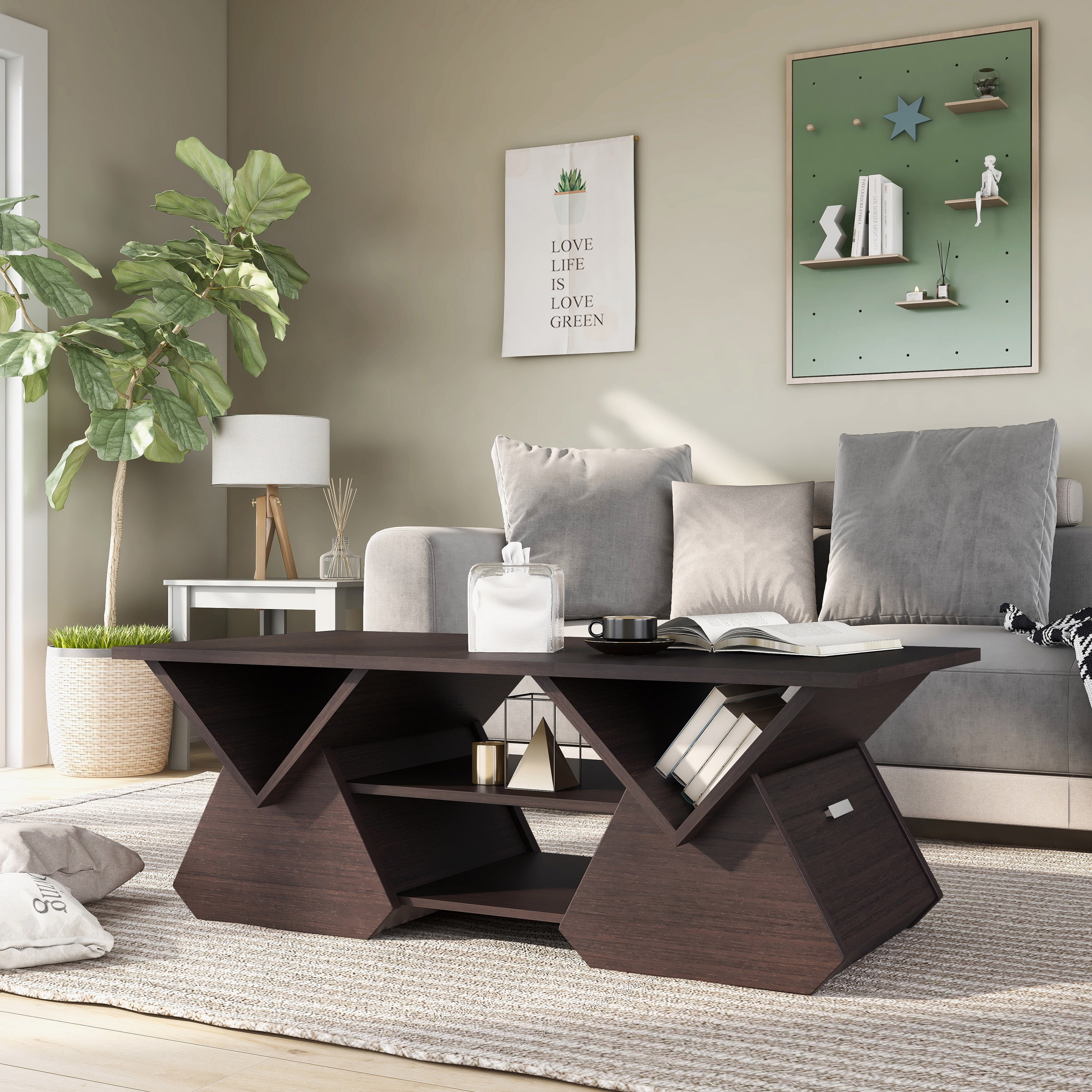 Espresso coffee table with storage store