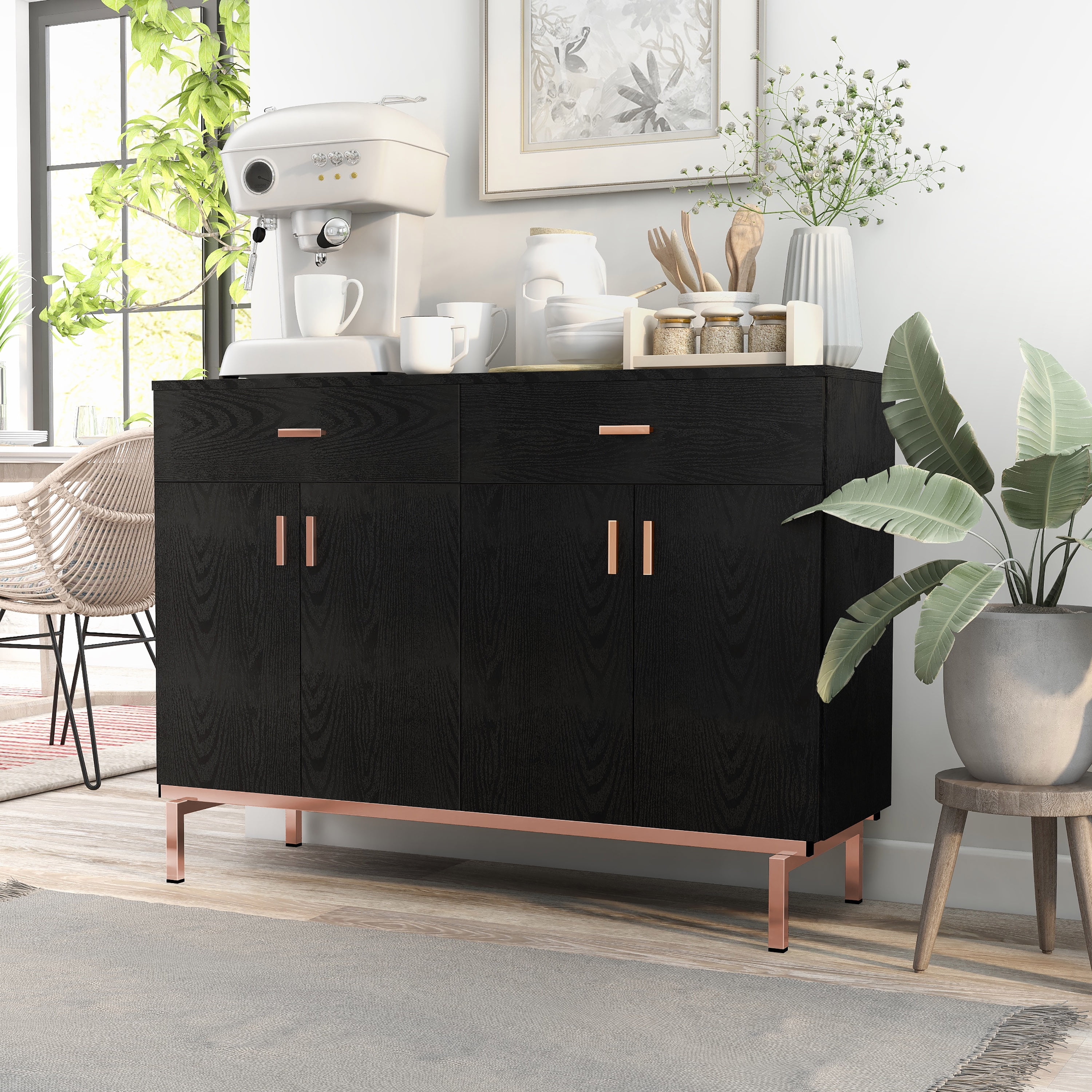 24/7 Shop At Home Senoma Wood 2-Drawer Buffet Server Storage Cabinet ...