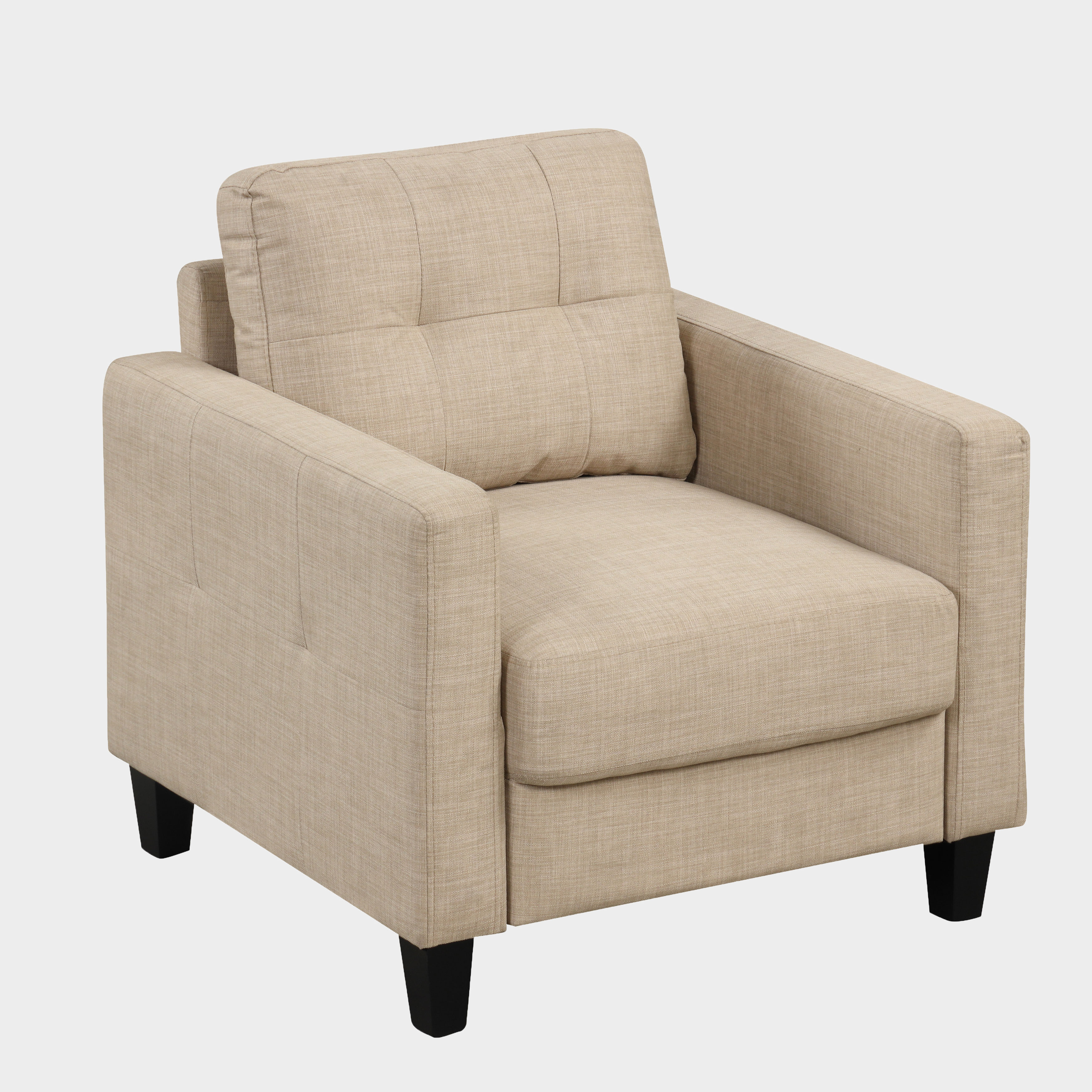 24/7 Shop At Home Tod Oatmeal in Tufted Performance Fabric Accent Chair ...