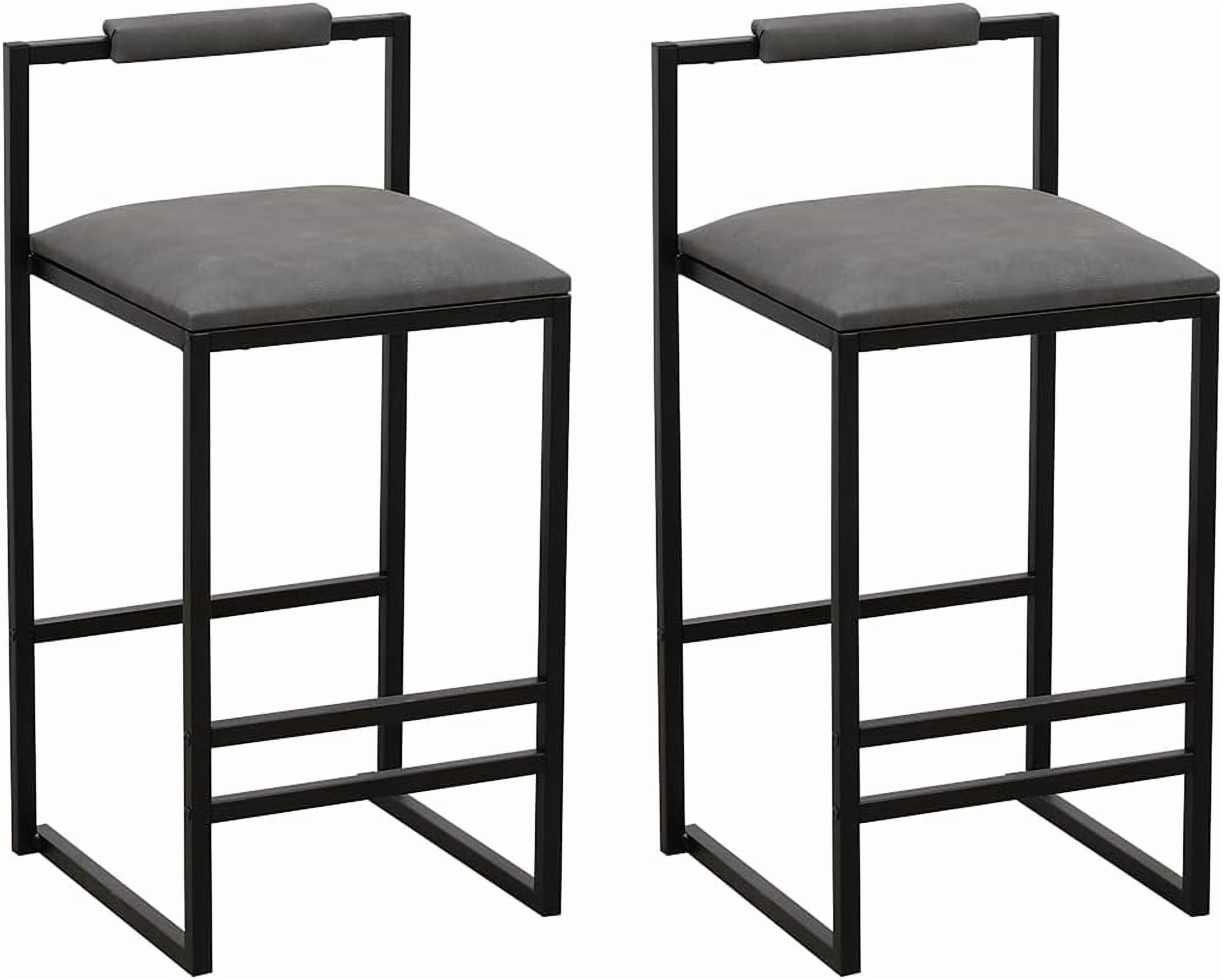 24.8" Bar Stools Set of 2, Modern Counter Height Bar Stool with Back ...