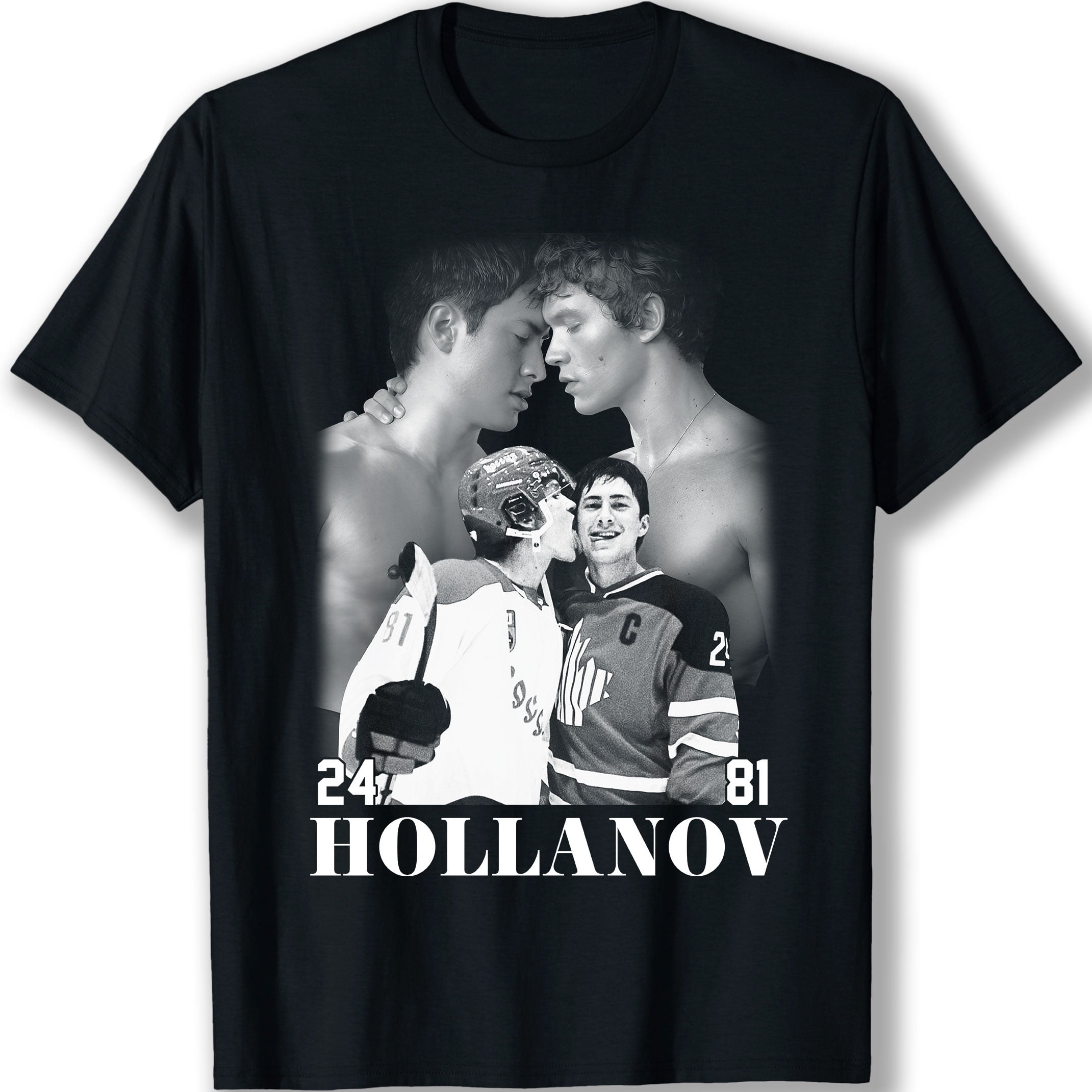 24 81 HOLLANOV Ilya Rozanov Vintage Graphic T-Shirt with Hockey Collage ...