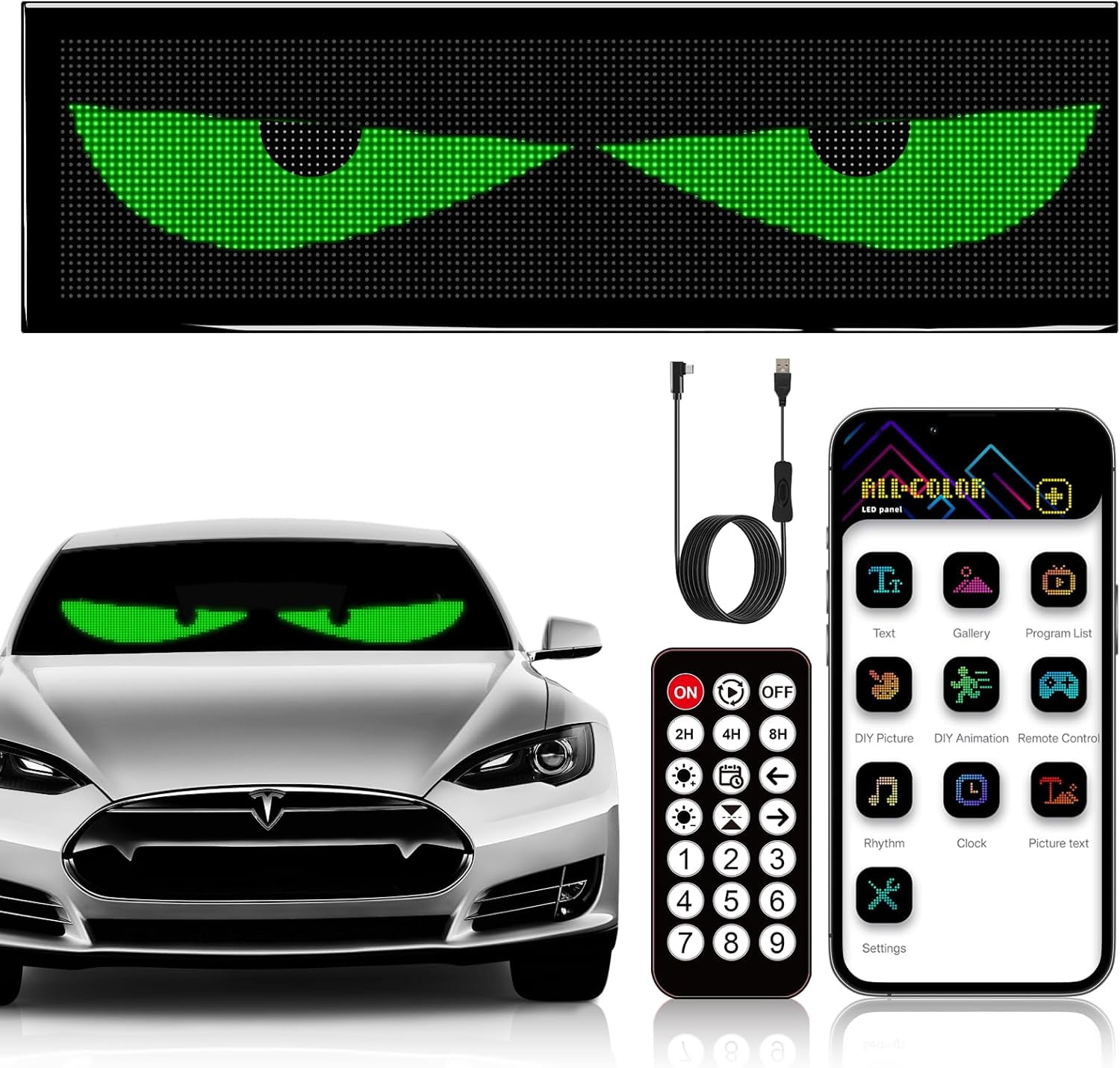 24.8x7.87 inch Devil Eyes Light for Windshield 1 count, with App/Remote ...