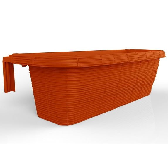 24" Adjustable Railing Planter - Ratan Look - Terra Cotta - Walmart.com