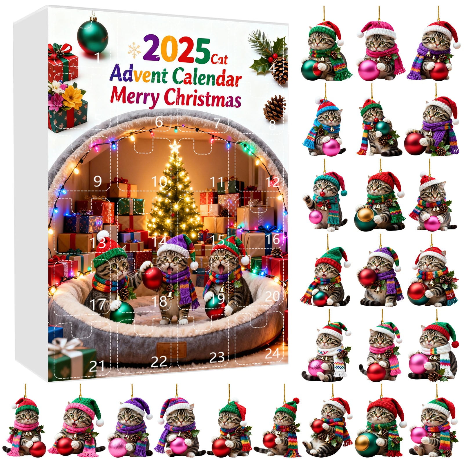 24 Adorable Cats Advent Calendar 24 Cute 2D Cartoon Children's Advent ...