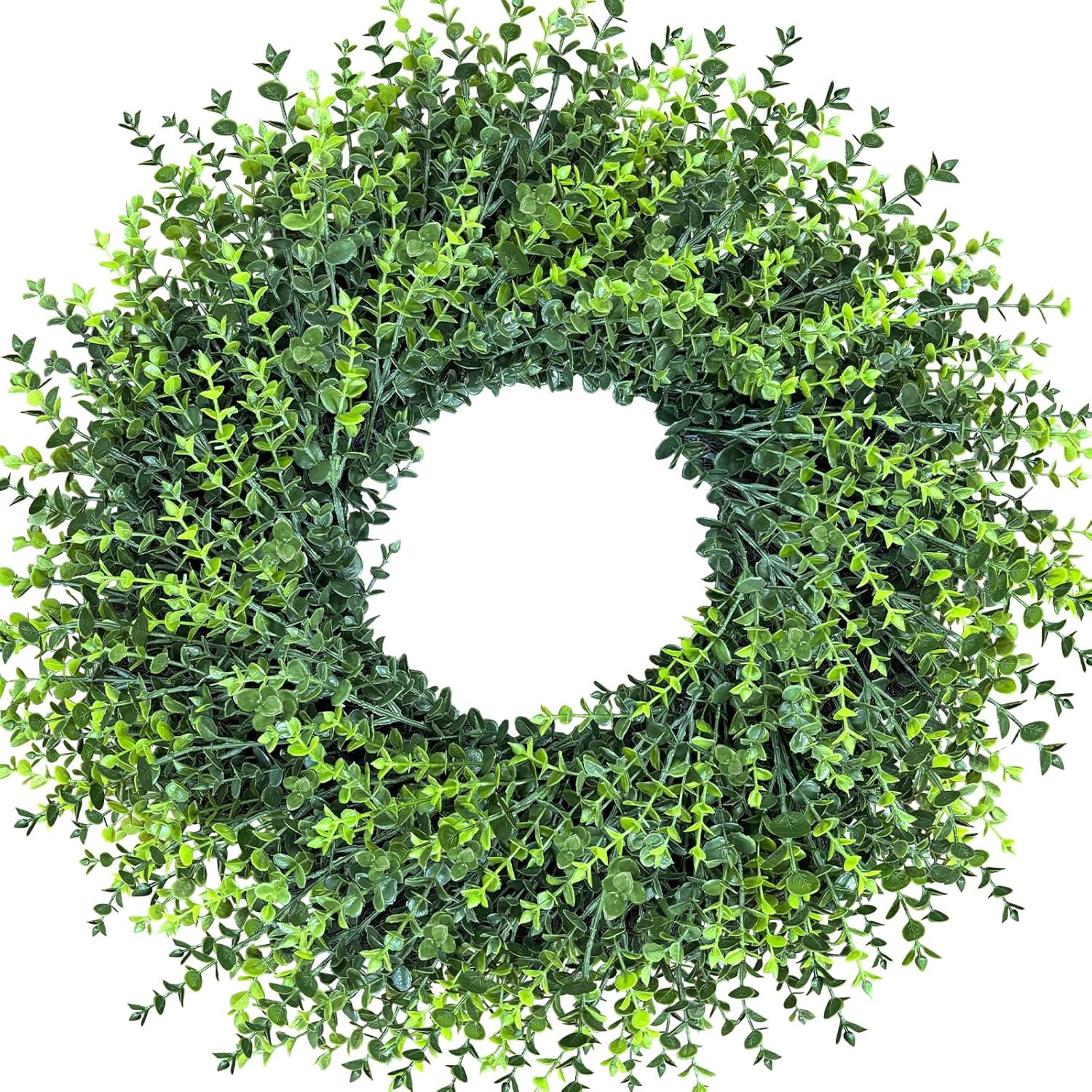 24" Artificial Boxwood Wreath for Front Door, Spring Summer Greenery ...